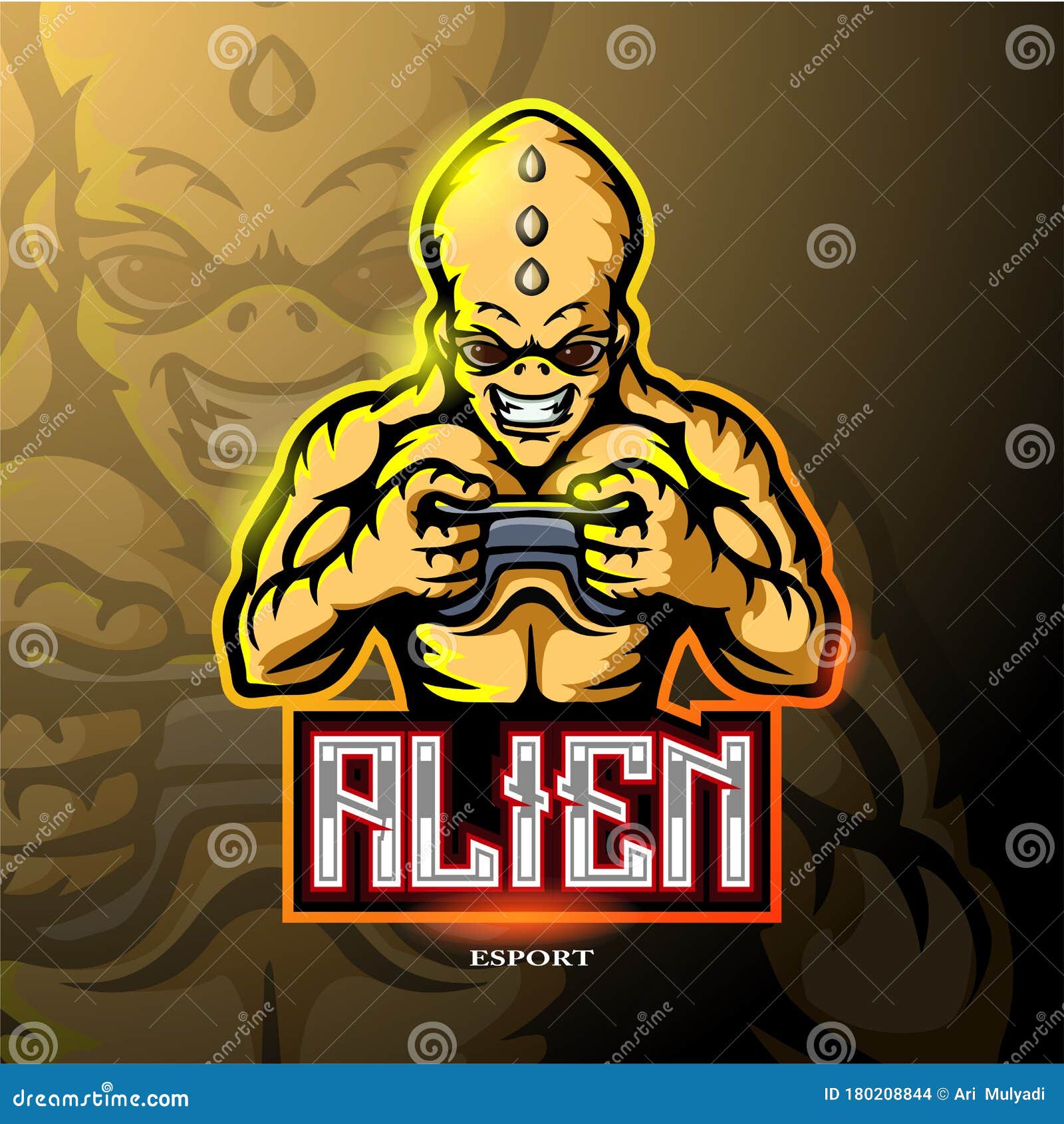 Alien Mascot Esport Logo Design. Stock Vector - Illustration of mascot ...