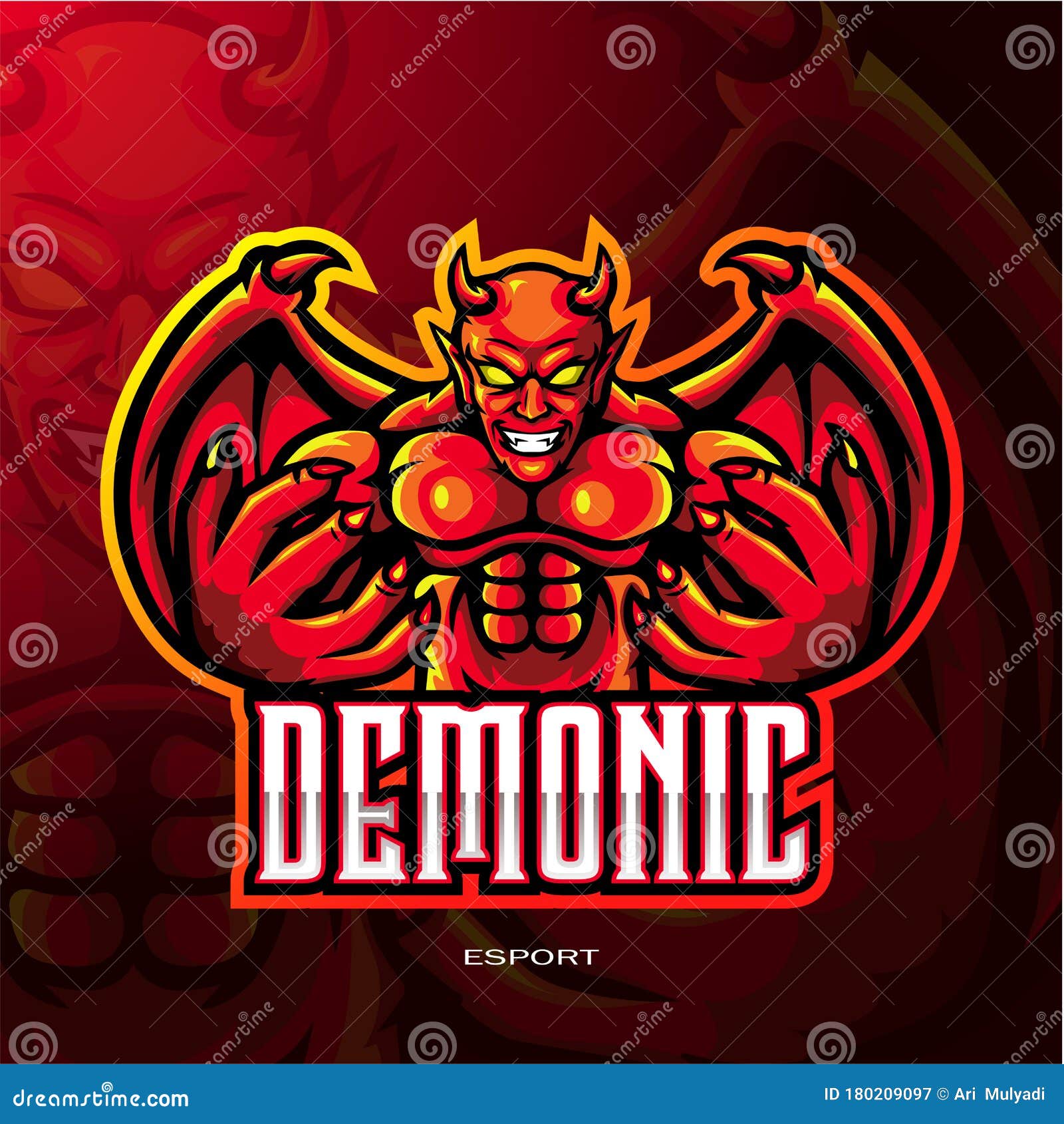 Red Devil Mascot Esport Logo Design. Cartoon Vector | CartoonDealer.com ...