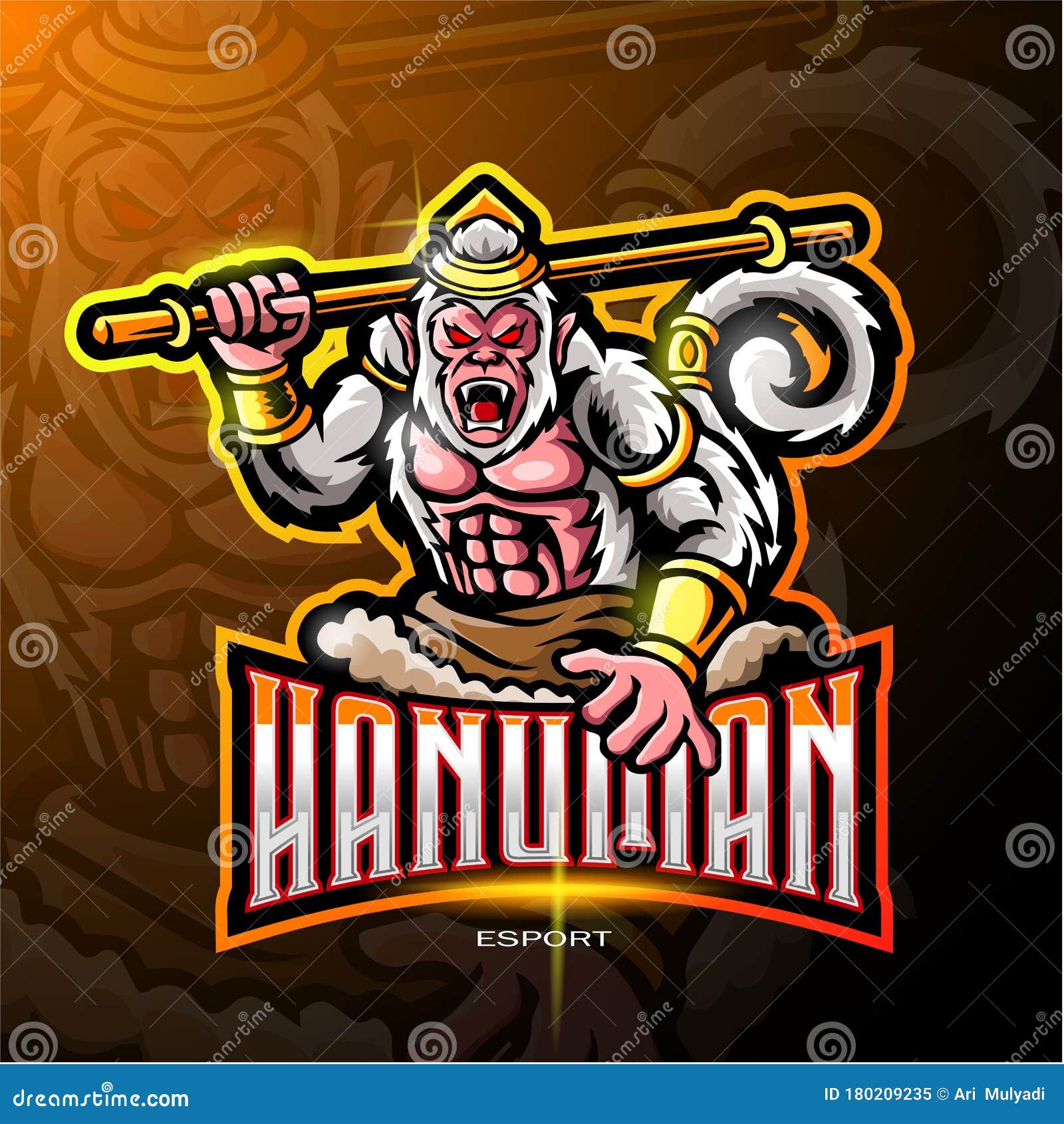Hanoman Esport Mascot Logo Design Vector Illustration | CartoonDealer ...