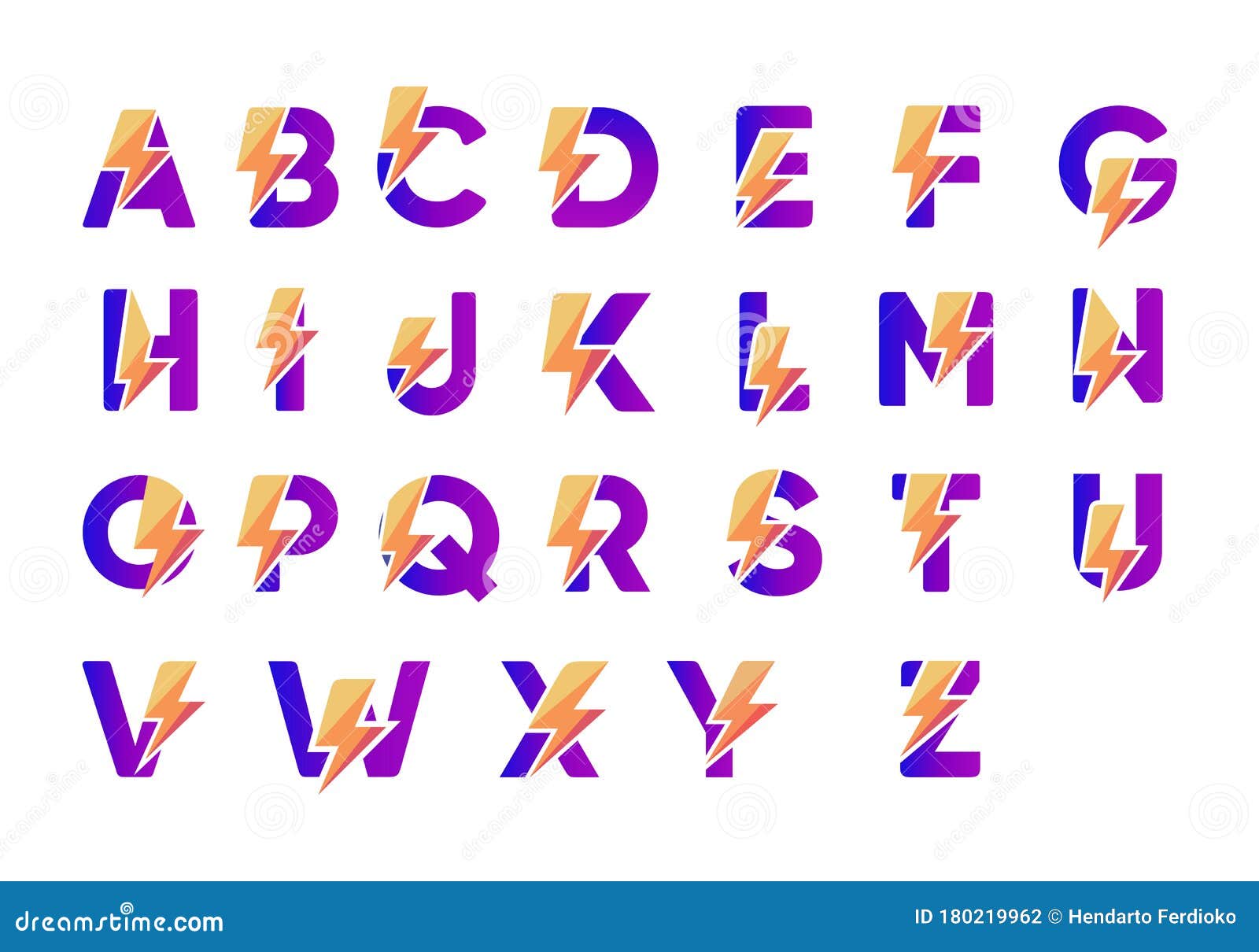 Set Letter a-Z Lightning Vector Logo Design Stock Vector - Illustration ...