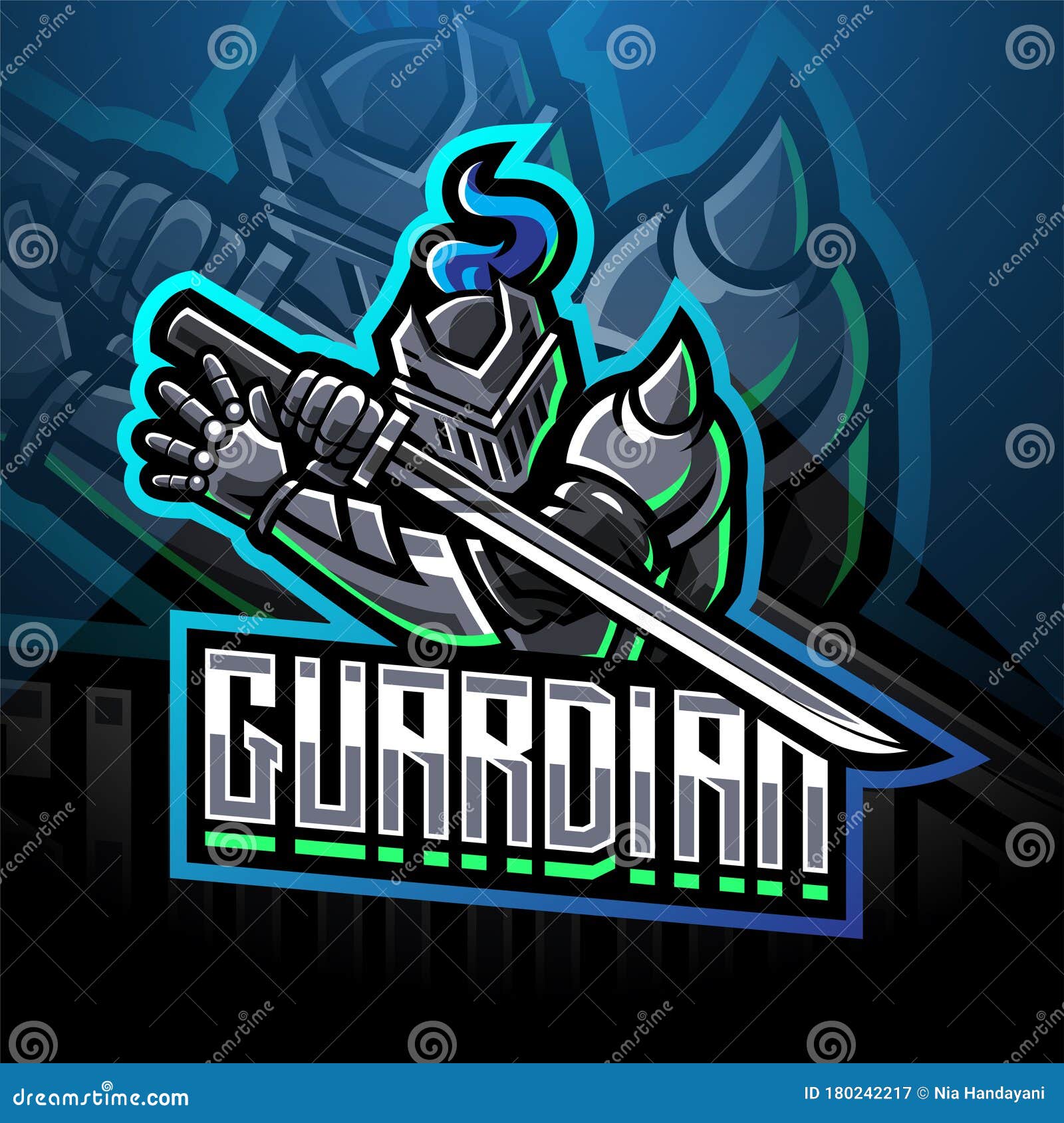 Guardian Esports Mascot Logo Design Stock Vector - Illustration of iron ...
