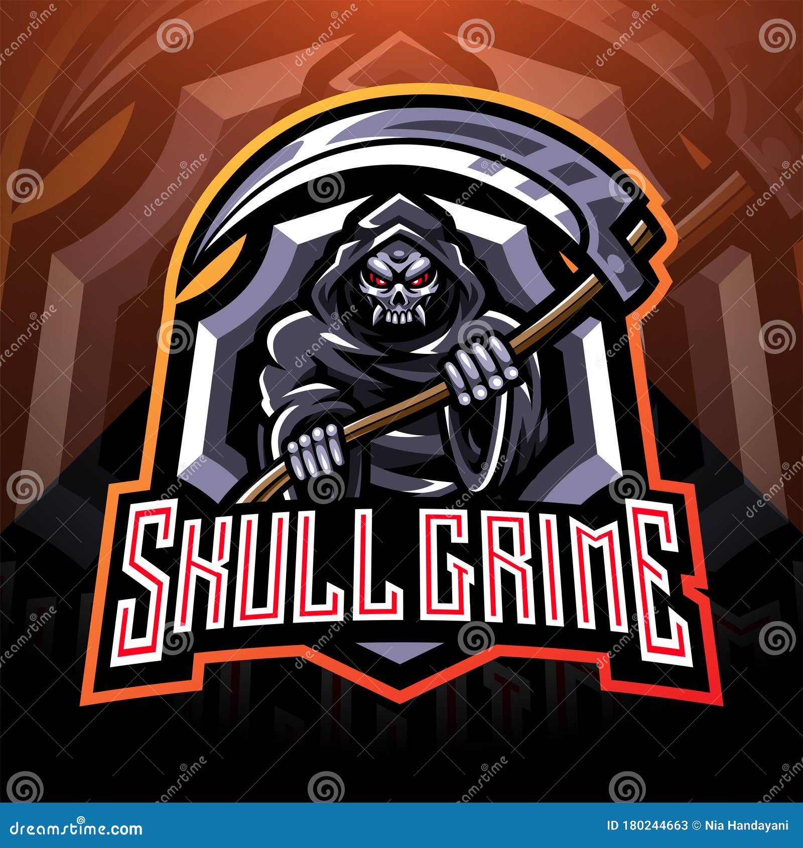 Skull Ripper Logo Mascot Design Cartoon Vector | CartoonDealer.com ...