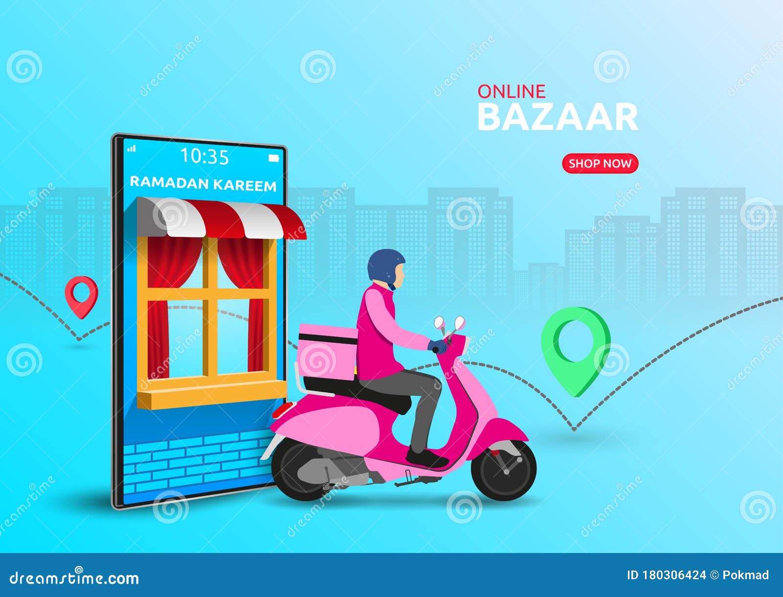Online Bazaar Vector Concept in Isometric Style. Stock Vector ...