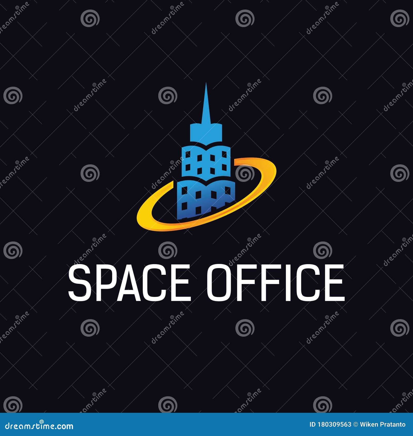 Building with Yellow Space Ring Stock Vector - Illustration of planet ...