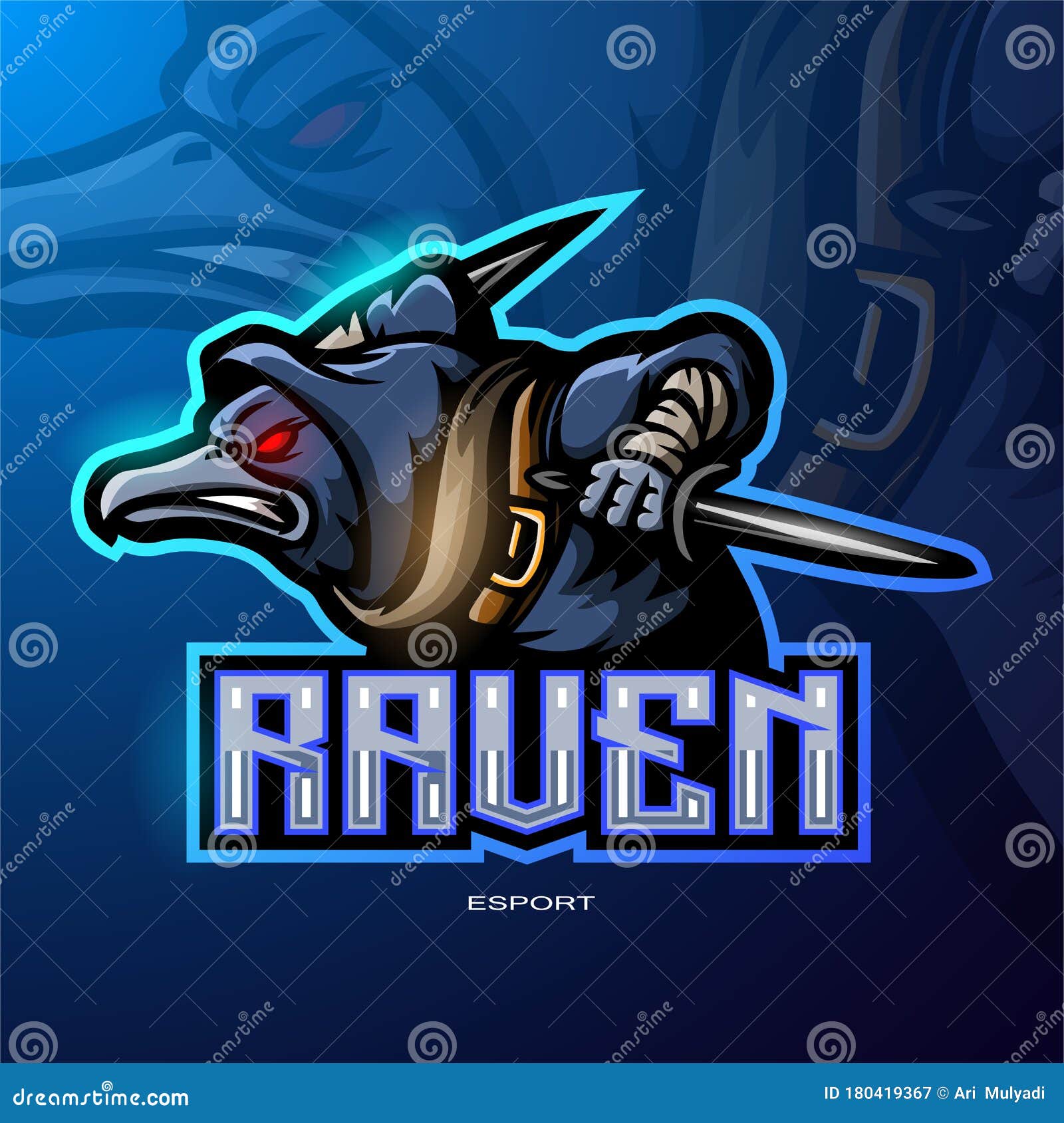 Raven Esport Mascot Logo Design Stock Vector - Illustration of label ...