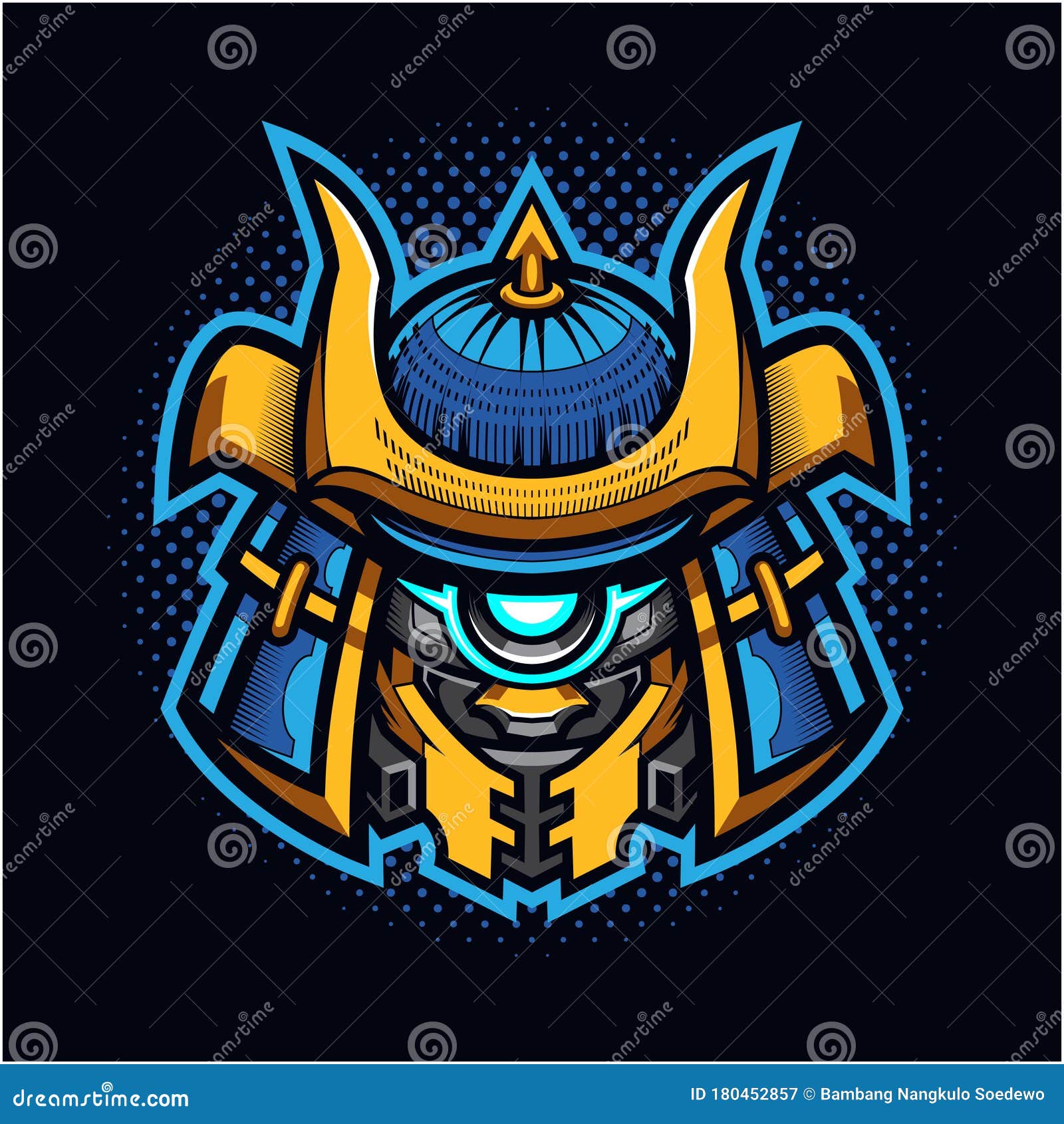 Shogun robot head mascot stock vector. Illustration of graphic - 180452857