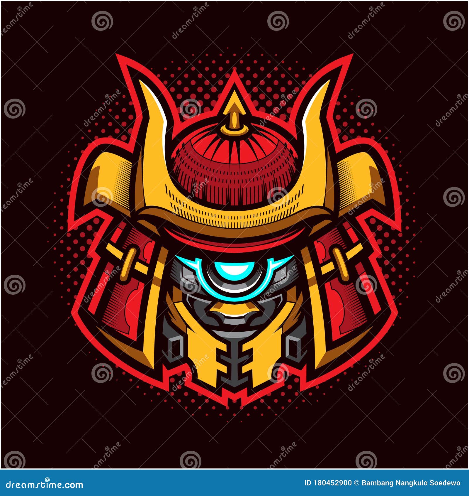 Red Shogun Robot Evil Head Mascot Logo Stock Vector - Illustration of ...