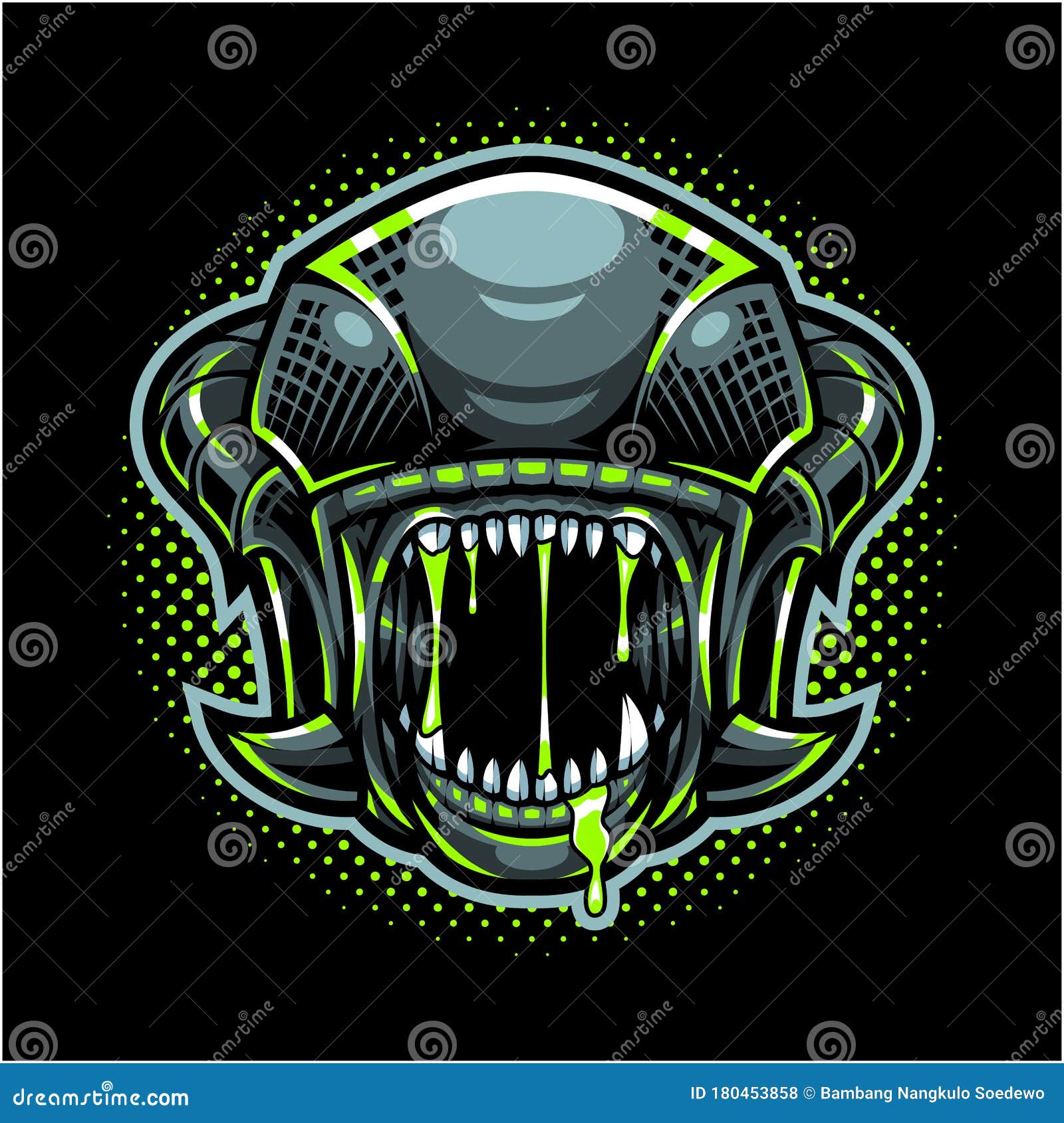 The Aliens Evil Head Mascot Logo Stock Vector - Illustration of alien ...