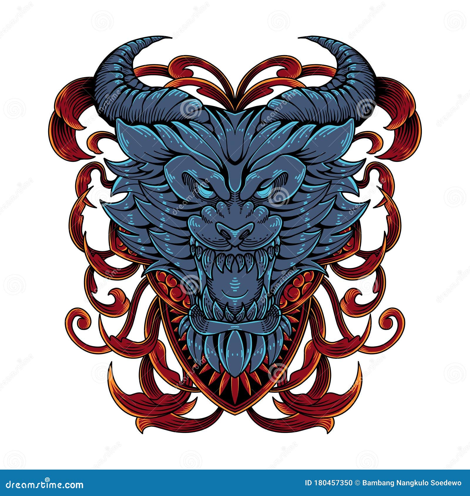 Horned Wolf Wild Monster Shield Esport Game Logo Vector Illustration ...