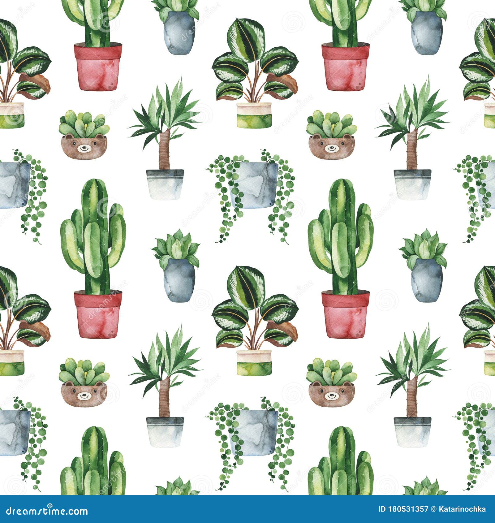 Watercolor Potted Plants Texture Royalty-Free Stock Photo ...