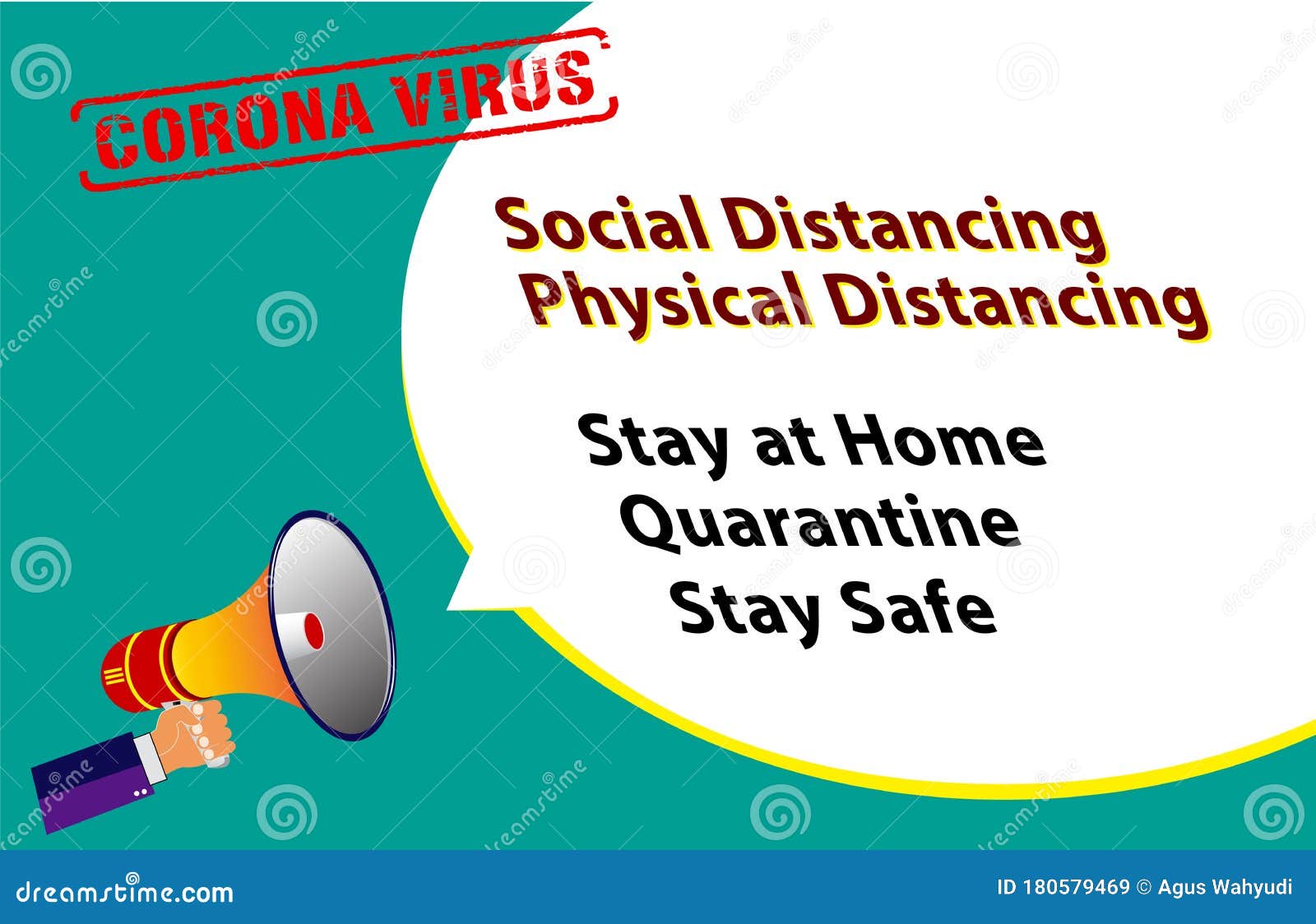 Megaphone Hand Announcement Stay at Home or we Stay at Work for You ...