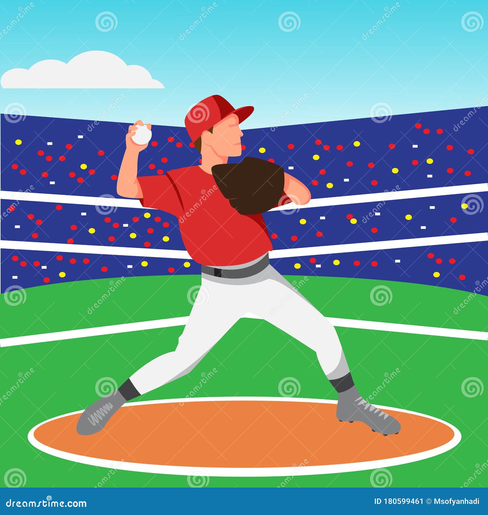 Flat Design of Baseball Pitcher Stock Vector - Illustration of design ...