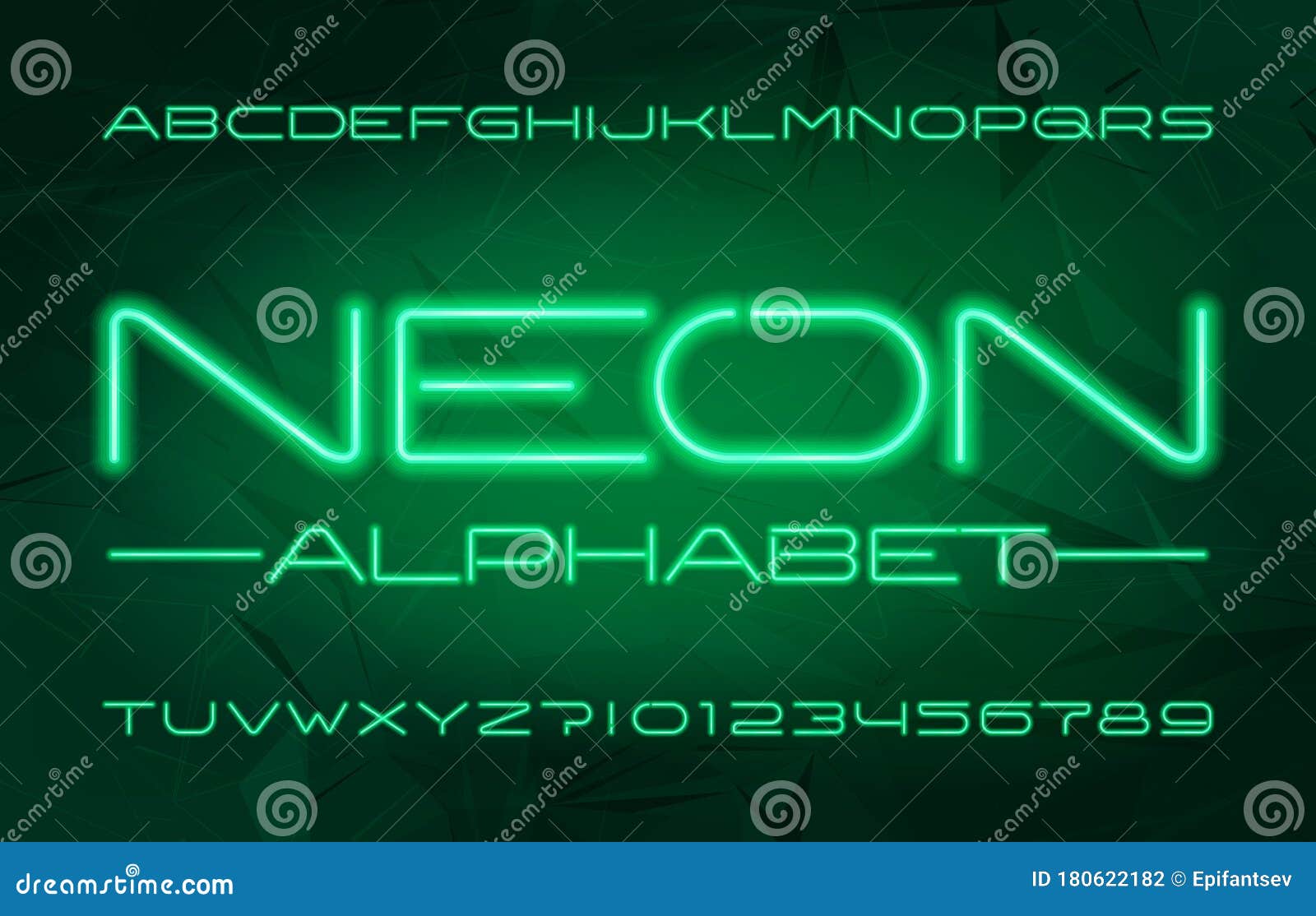 Neon Alphabet Font. Green Neon Color Letters and Numbers Stock Vector ...