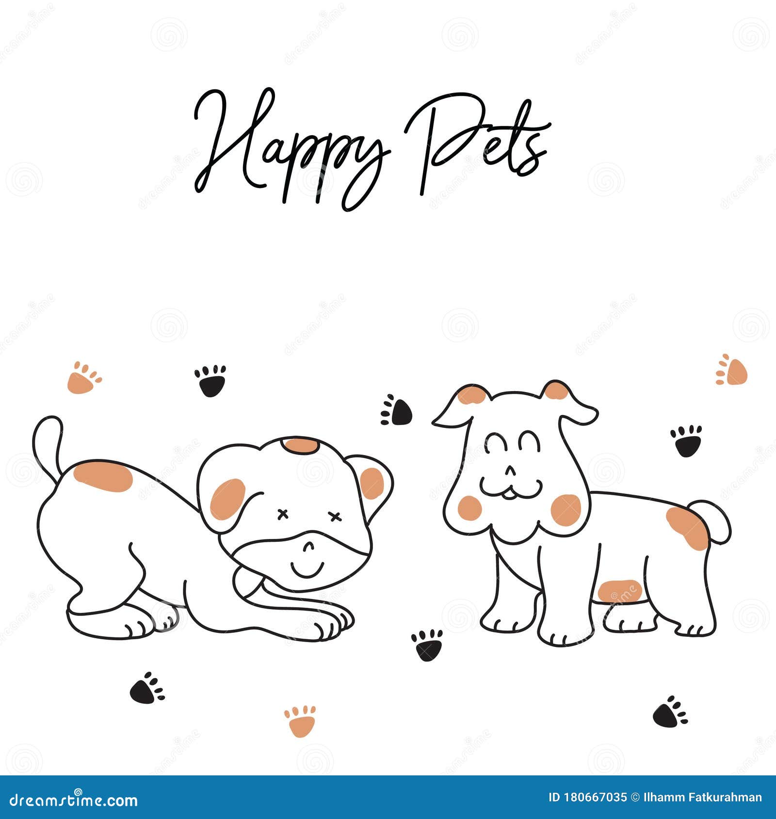 Happy Pets Line Art Minimalist Vector Stock Vector - Illustration of ...