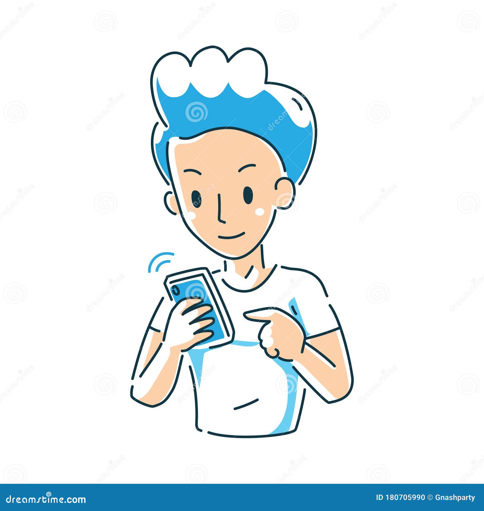 Vector Cartoon Character Man Using Smartphone Stock Vector ...