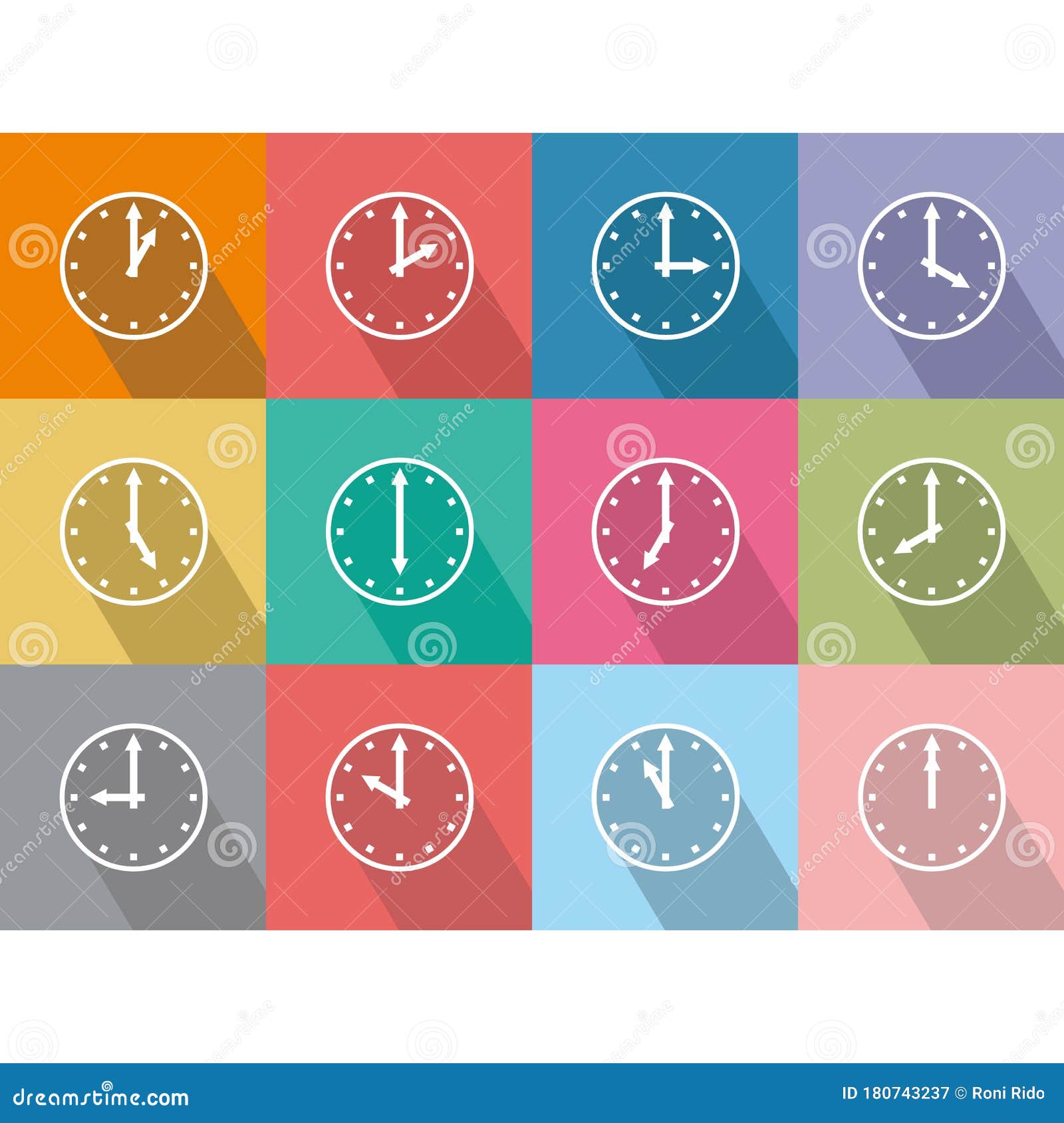 Clock Flat Design stock vector. Illustration of gadget - 180743237