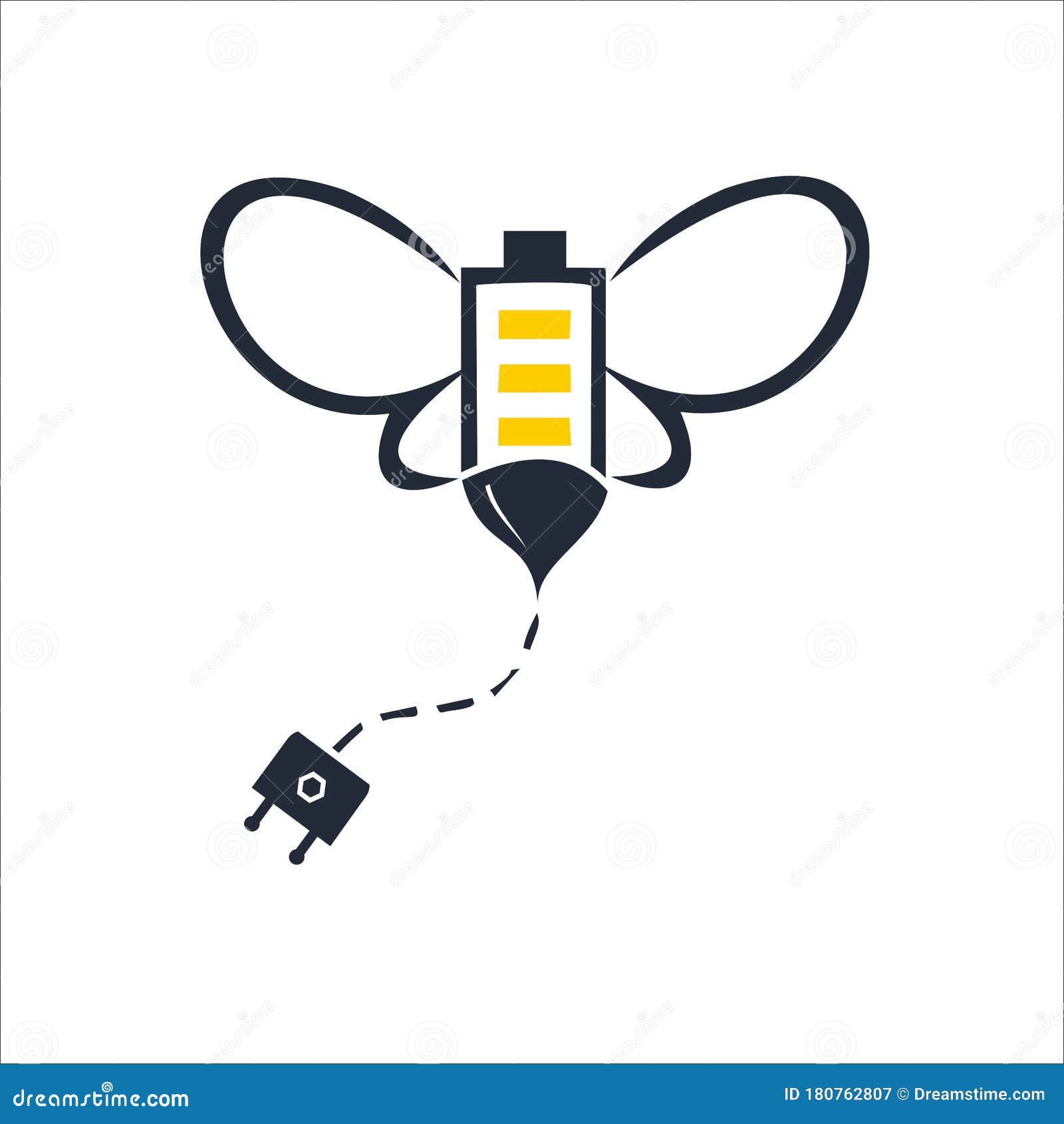 Bee with an Electric Battery Vector Logo Stock Vector - Illustration of ...