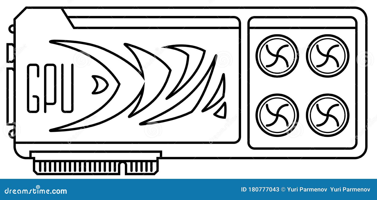 Video Card Thin Line Vector Icon. Computer Graphics Card Illustration ...