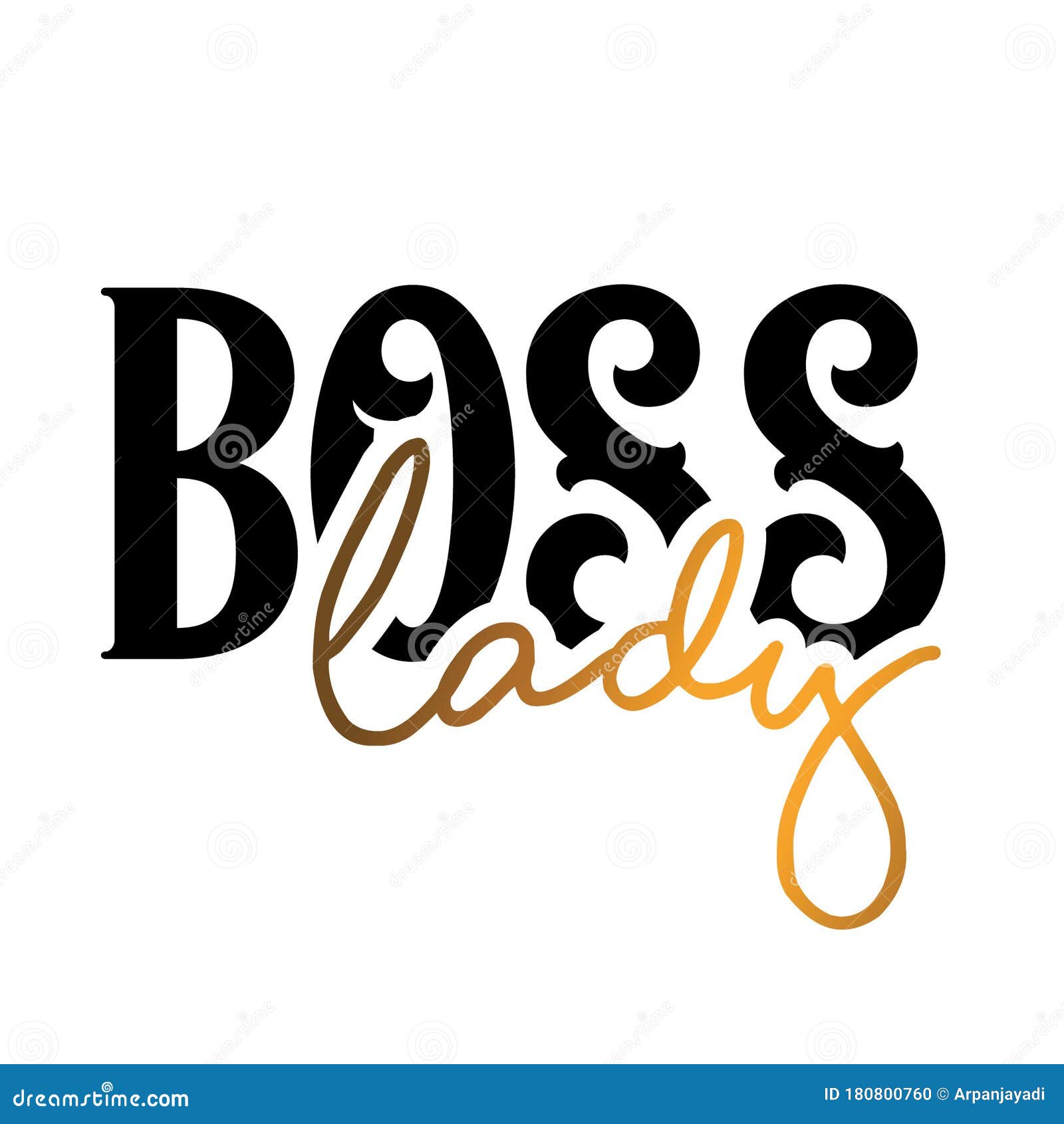 Boss Lady. Hand Written Lettering Phrase. Black Color Text. Vector ...