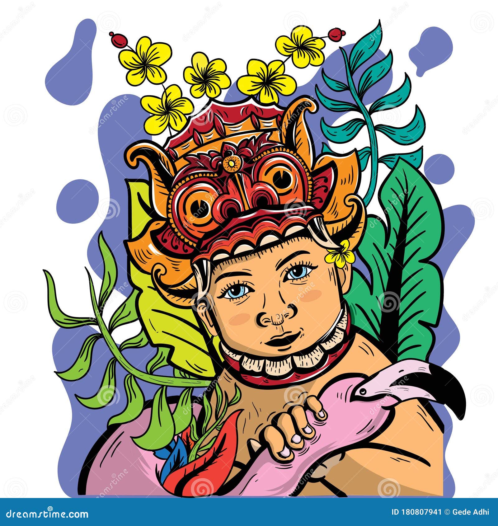 Balinese Barong Batik With Bright Colors Stock Illustration ...