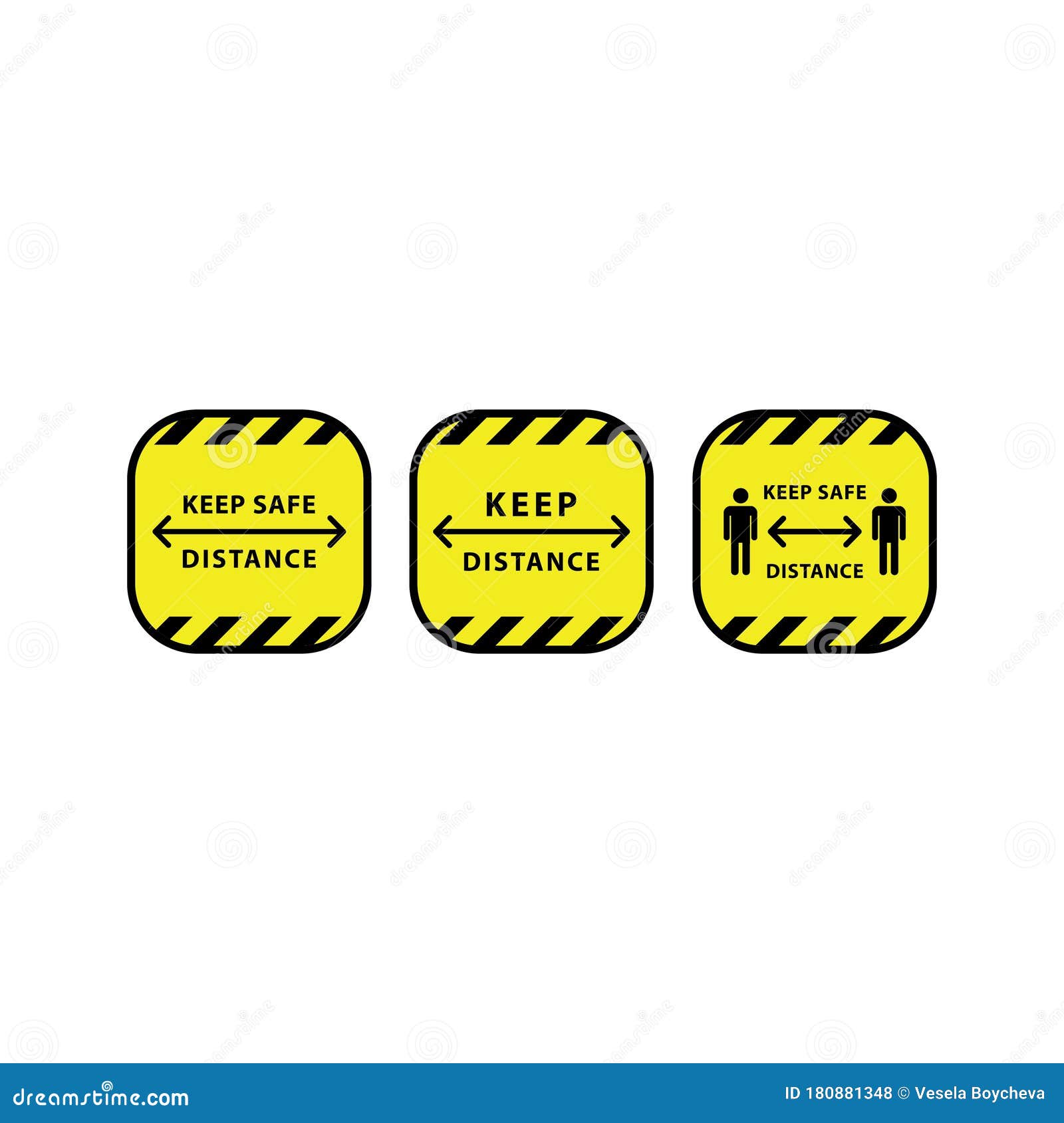 Square Floor Marking for Social Distancing, Sign Keep Safe Distance ...