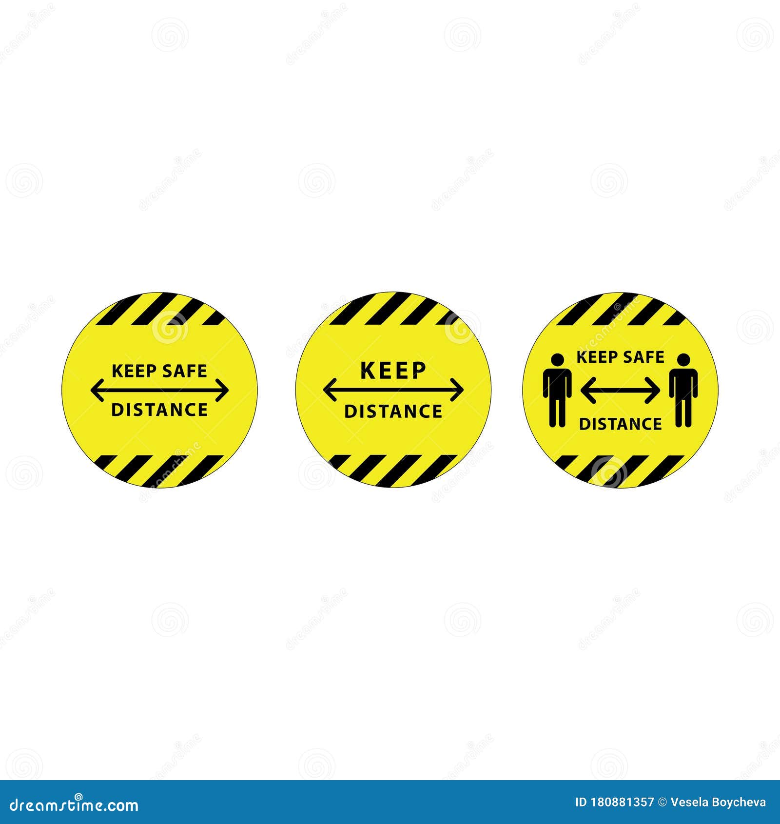 Round Floor Marking for Social Distancing, Sign Keep Safe Distance ...