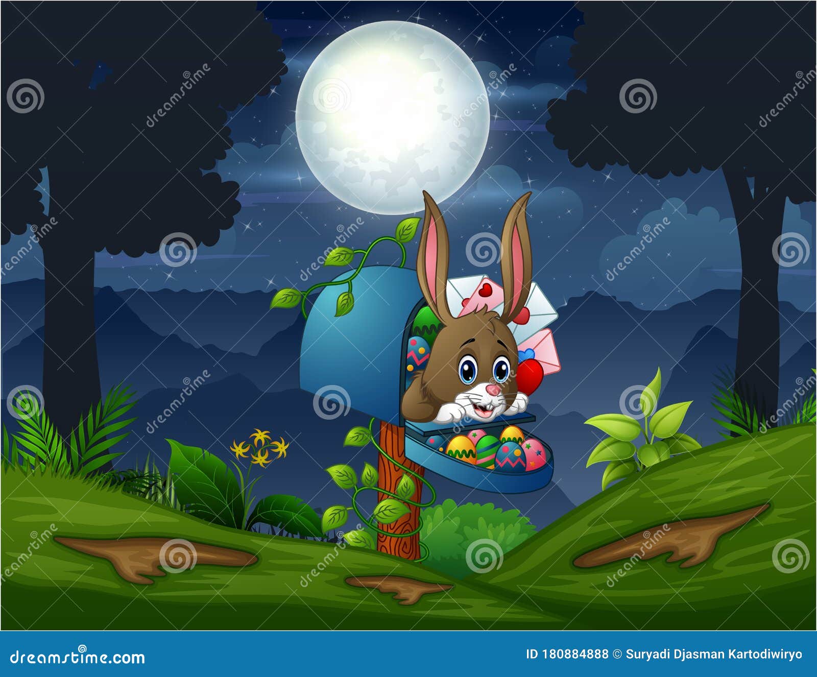 Easter Bunny Out from of the Mailbox at the Easter Eve Stock Vector ...