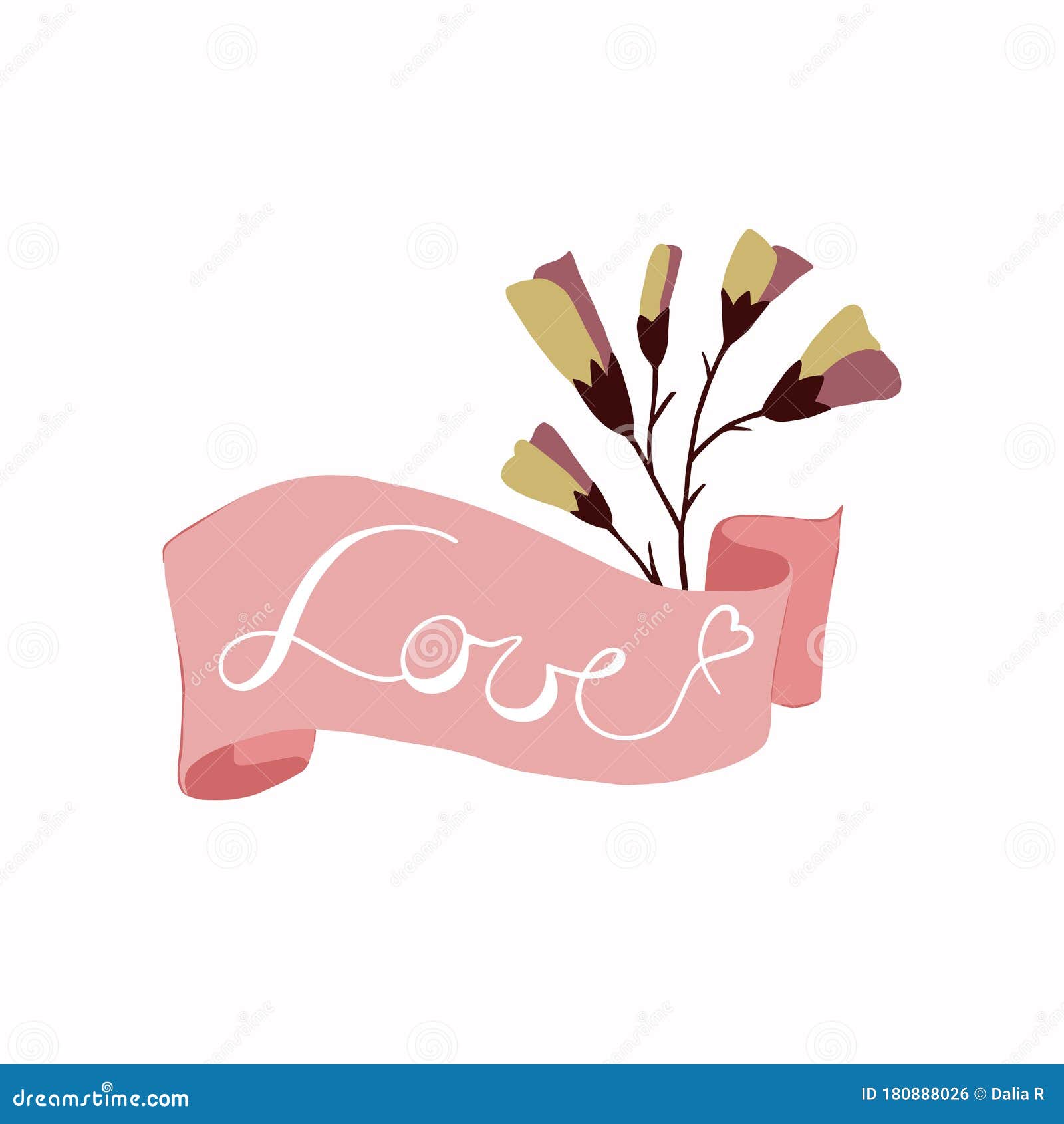 Vector Ribbon with Flowers. Stock Vector - Illustration of floral ...