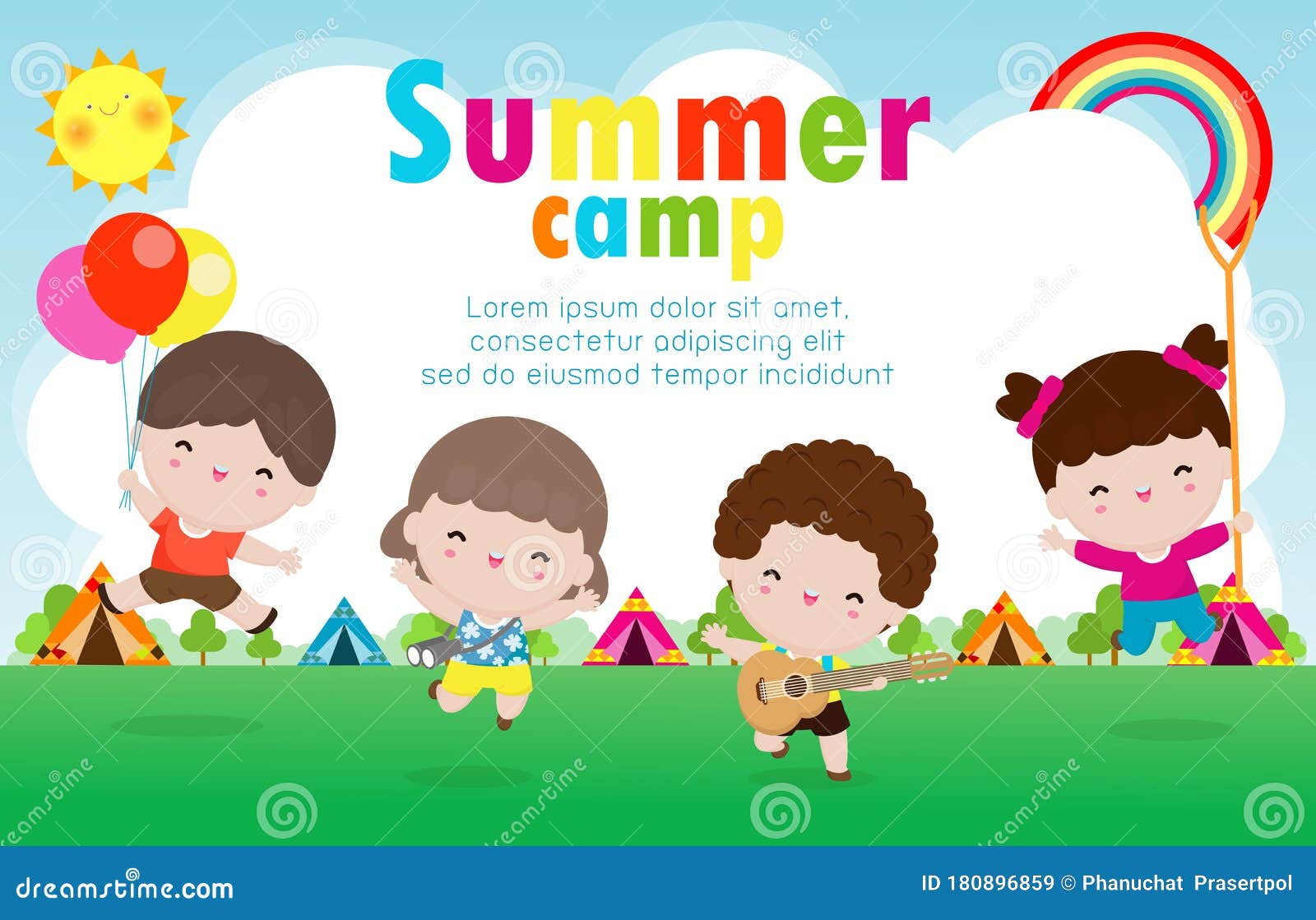 Kids Summer Camp Background Education Template for Advertising Brochure ...