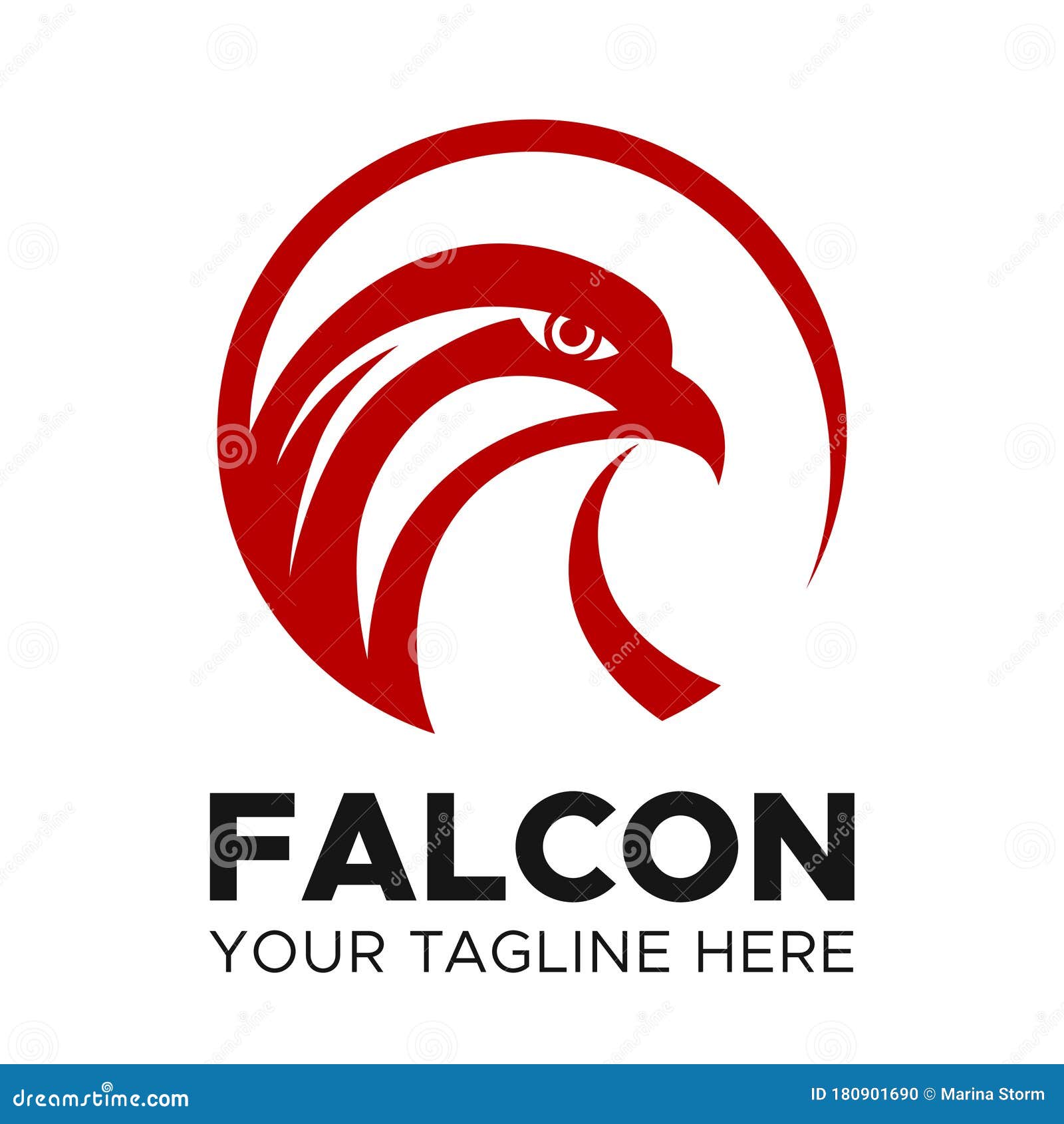 Falcon Logo. Red and Black Head of Eagle Circle Symbol . Stock Vector ...