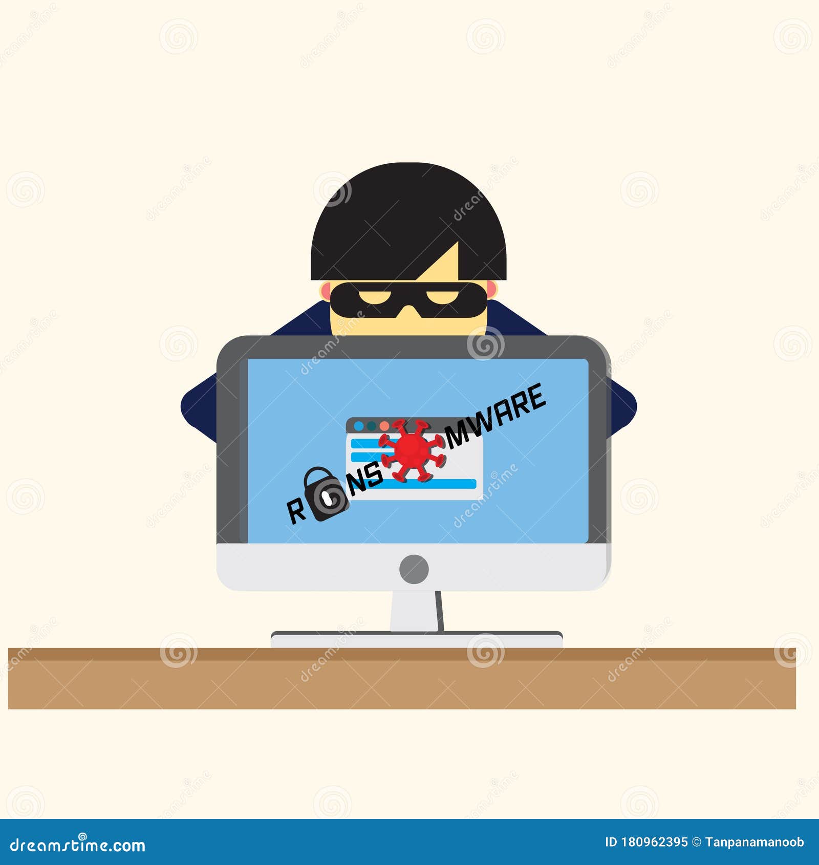 A Hackers Behind a Monitor Try To Scam and Fraud Stock Vector ...