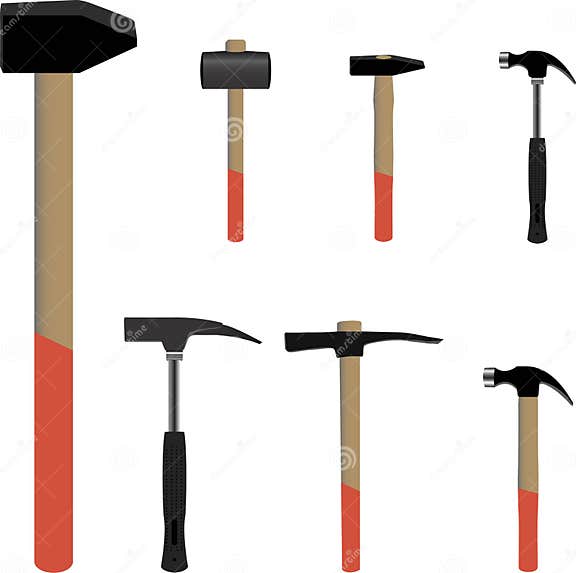 Set of Hummer Tools Useful for Buildings Concept Stock Vector ...