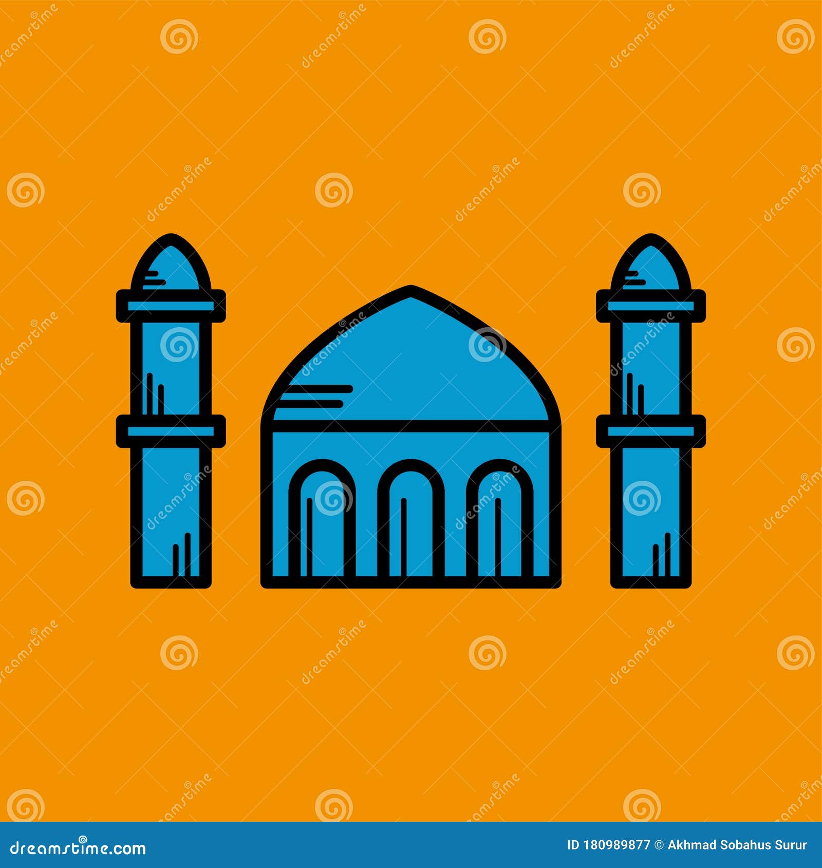 Mosque Flat Icon. Design Vector Template Stock Vector - Illustration of ...