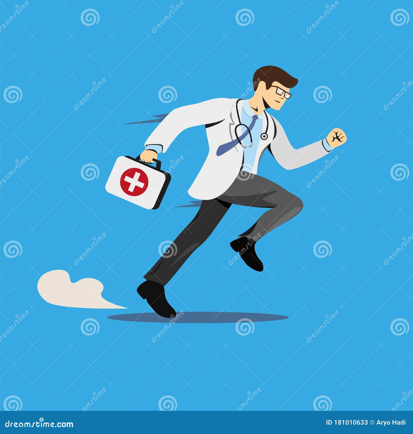 Doctor Running with Medicine Box, Emergency Hospital Character in Comic ...