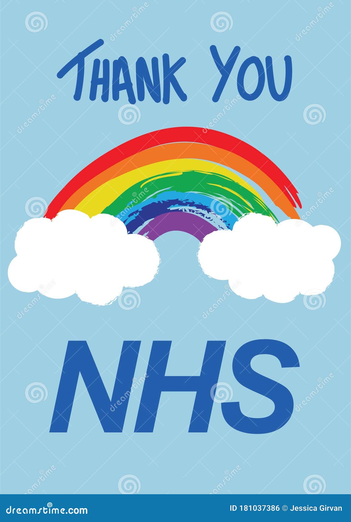 Thank NHS. National Health Service. Handwritten Lettering. Isolated On ...