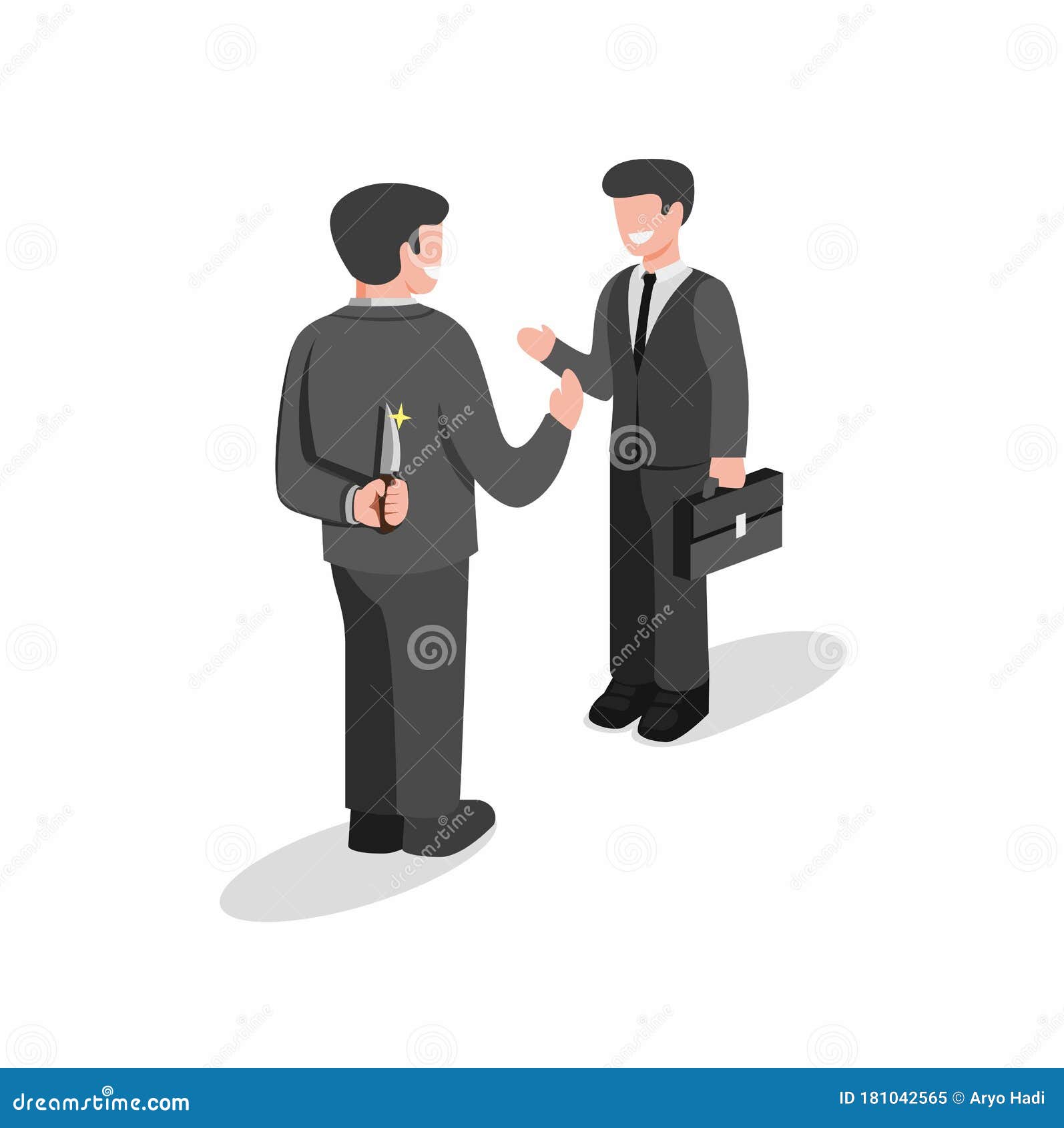 Two Business Man Standing and but First One Holding Knife Behind Back ...