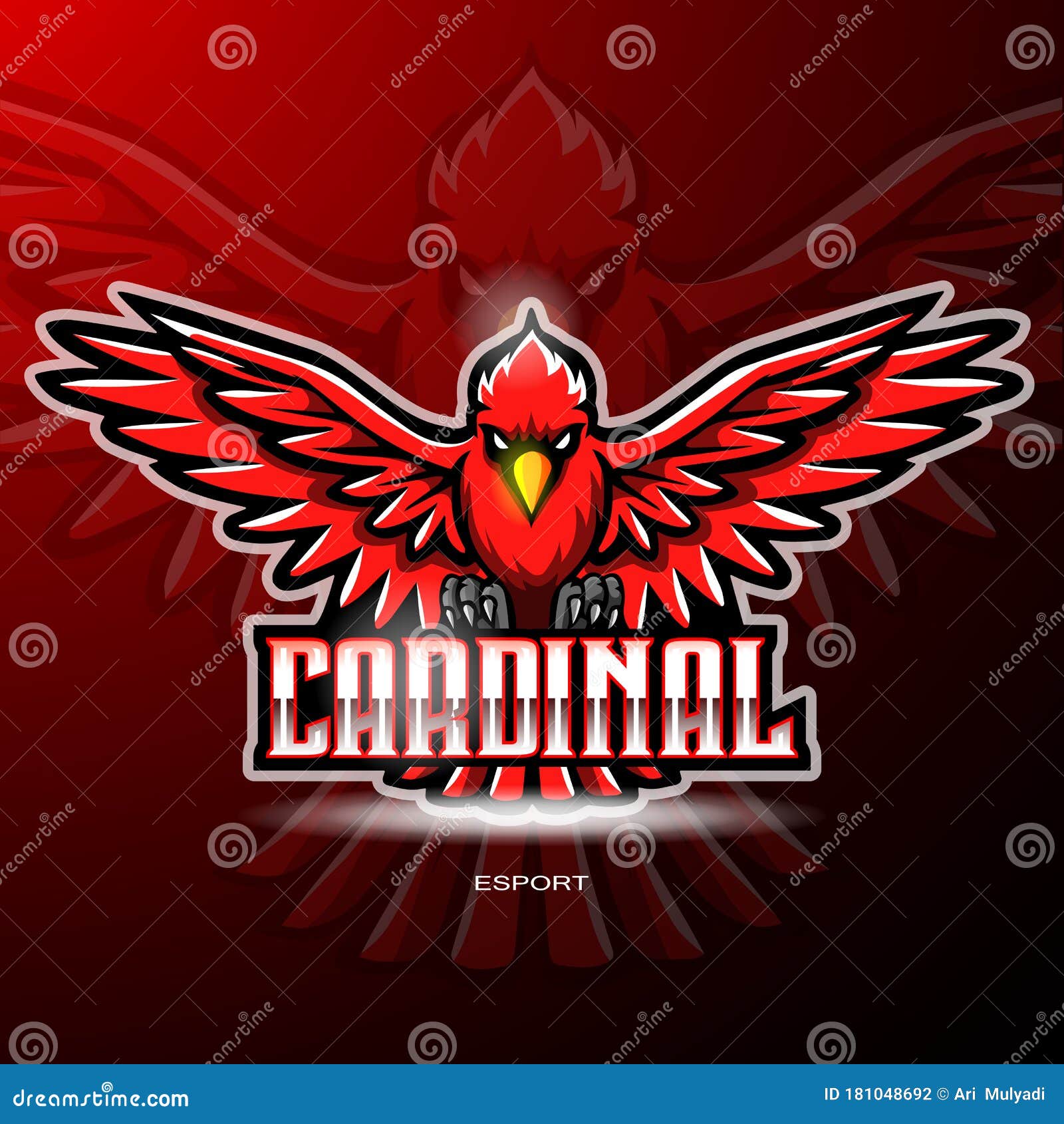 Cardinal Bird Esport Logo Mascot Design Stock Vector - Illustration of ...