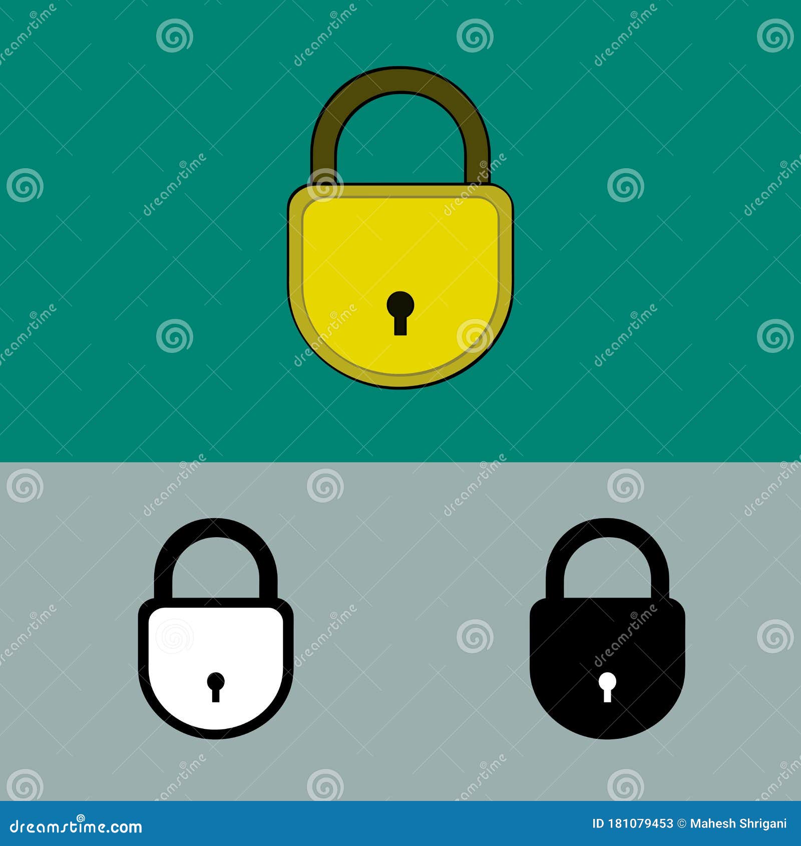 Locks in Color, Black & White Stock Vector - Illustration of black ...