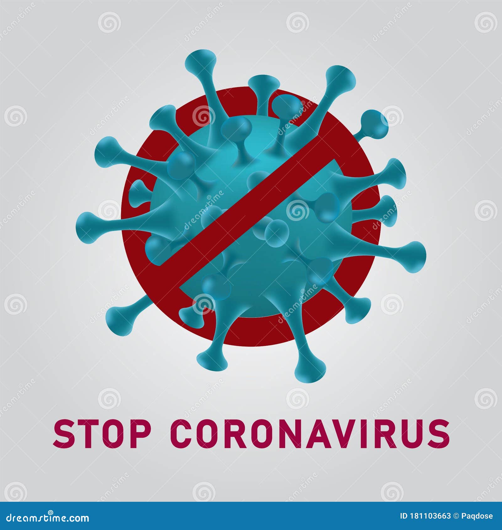 Vector Illustration of Corona Virus with Red Stop Sign. Stock Vector ...