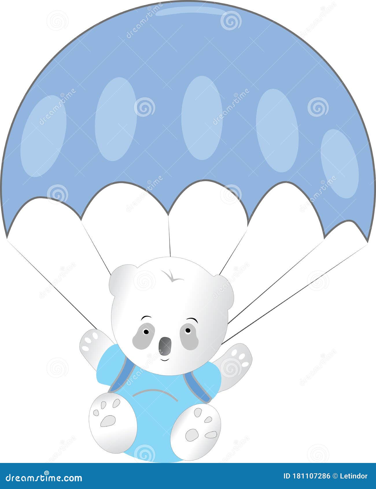 Cute Animal Panda or Koala Blue Baby Parachuting Vector Illustration ...