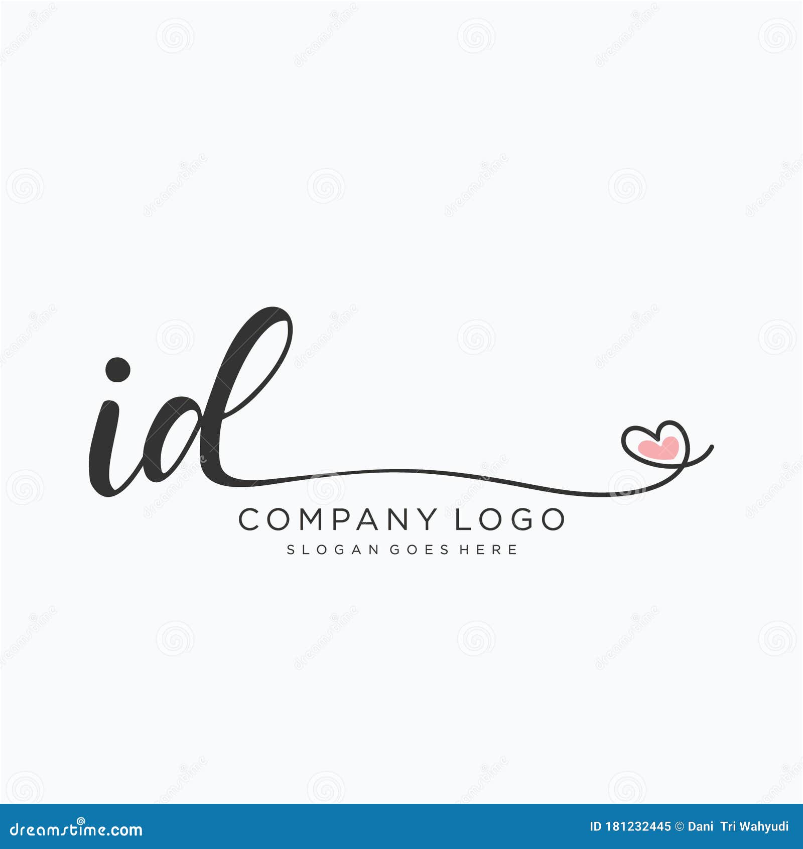 ID Initial Handwriting Logo Design Stock Vector - Illustration of ...