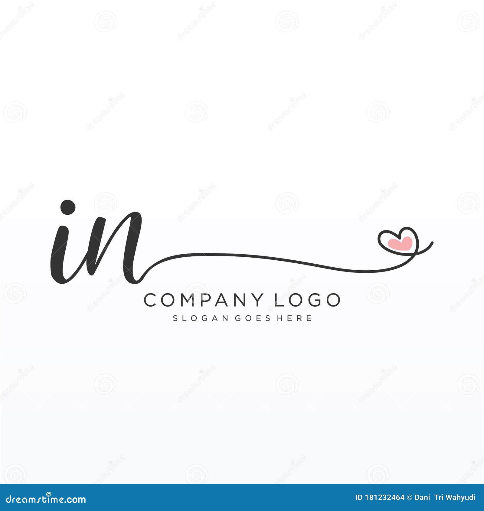 In Initial Handwriting Logo Design Stock Vector - Illustration of font ...