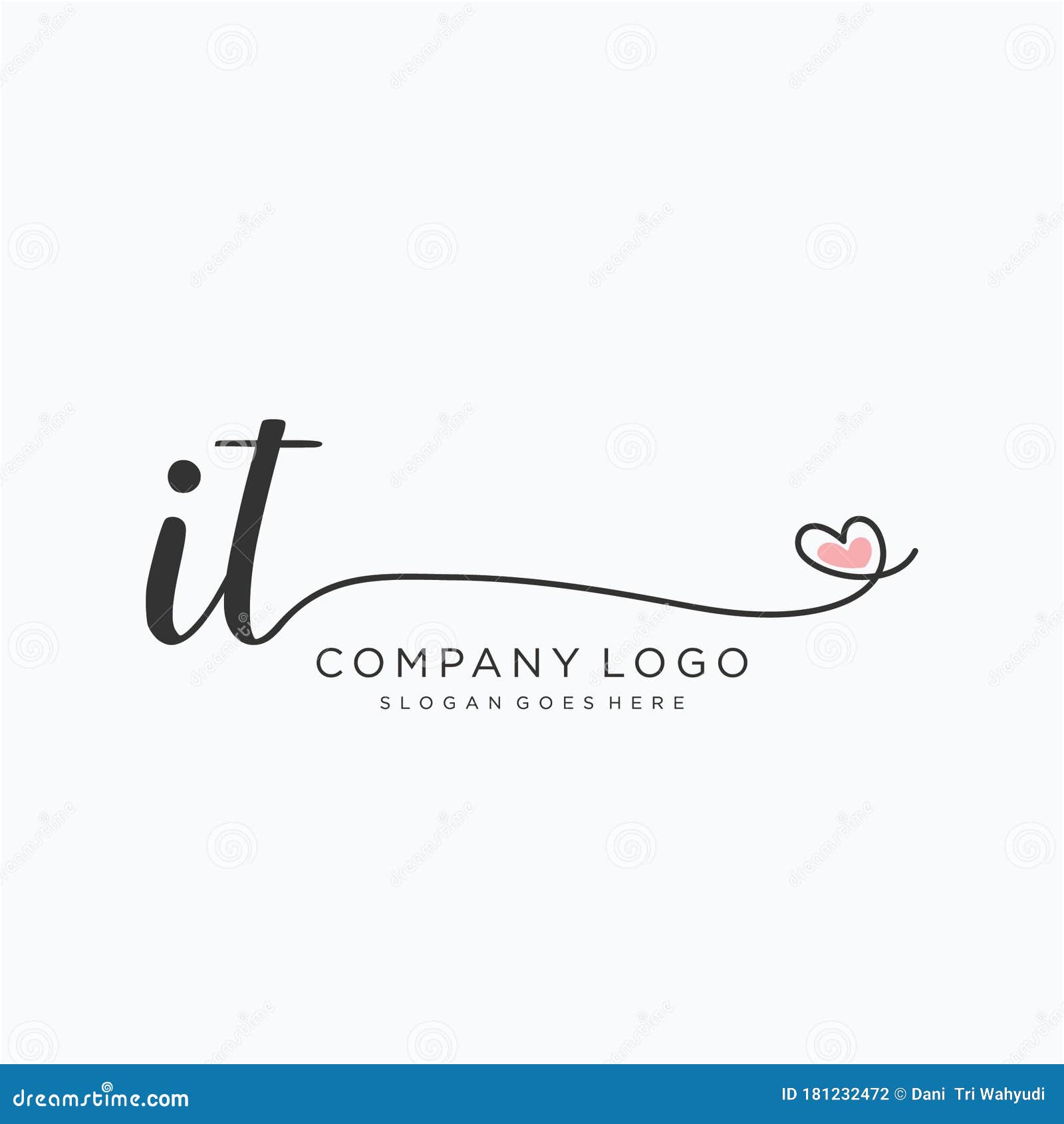 It Initial Handwriting Logo Design Stock Vector - Illustration of ...
