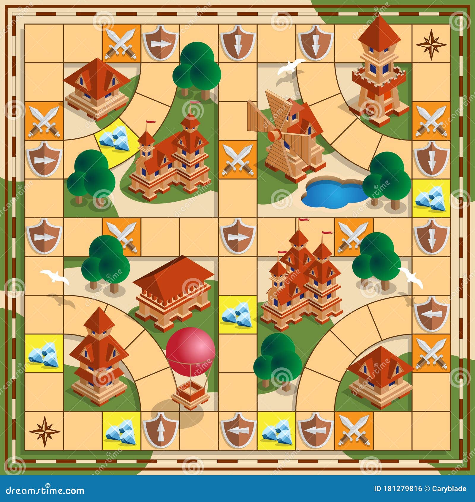 Board Game of the Medieval Theme. Stock Vector - Illustration of ...