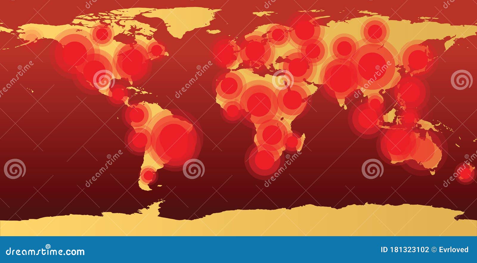 Worldwide Reach - with Worldmap Circles Showing Location or Events ...