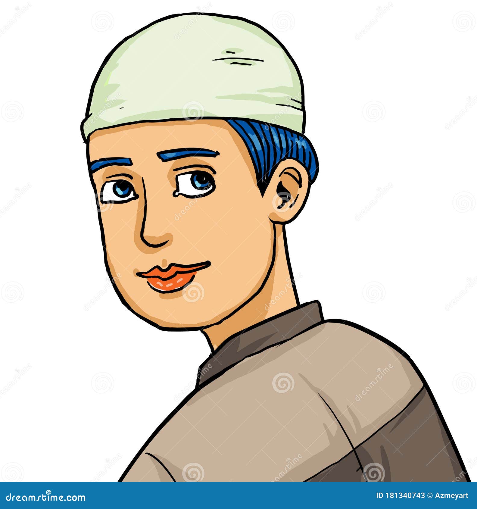 Cartoon a Muslim Boy Wearing Skull Cap Stock Vector - Illustration of ...