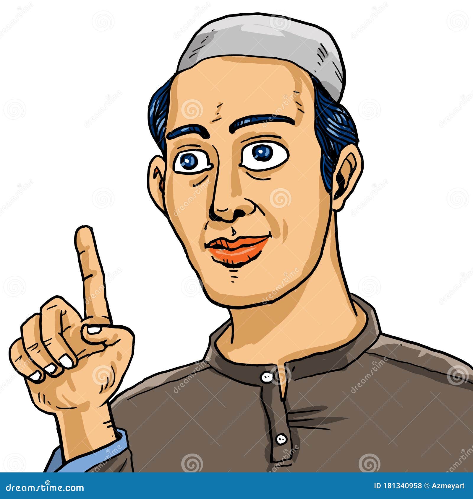 Cartoon Muslim Men Pointing Up with His a Finger Stock Vector ...