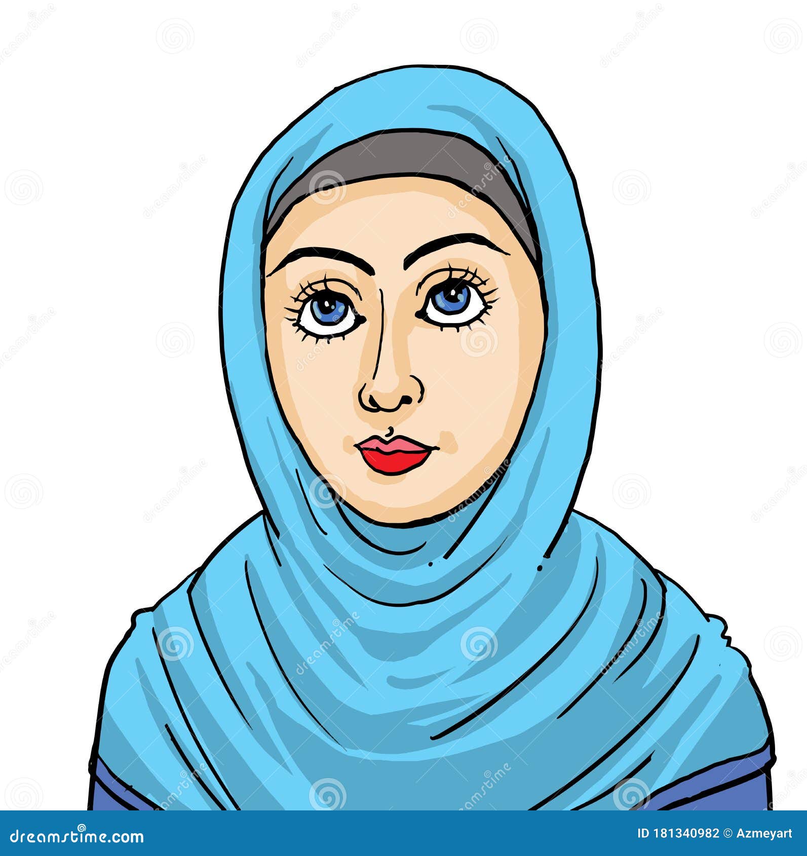 Illustration Muslim Woman Wearing Hijab Stock Vector - Illustration of ...