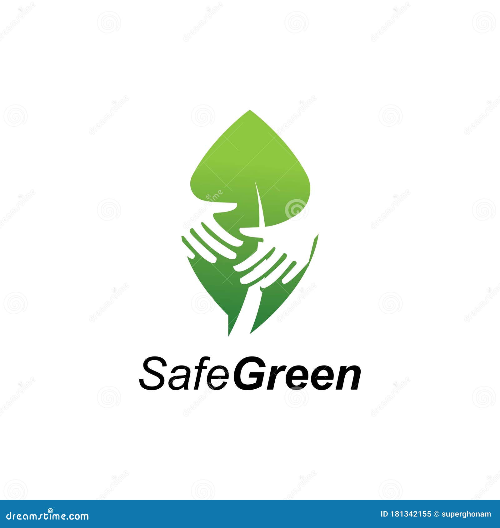 Green Care Logo Design Vector Template.Hand with Leaf Symbol ...