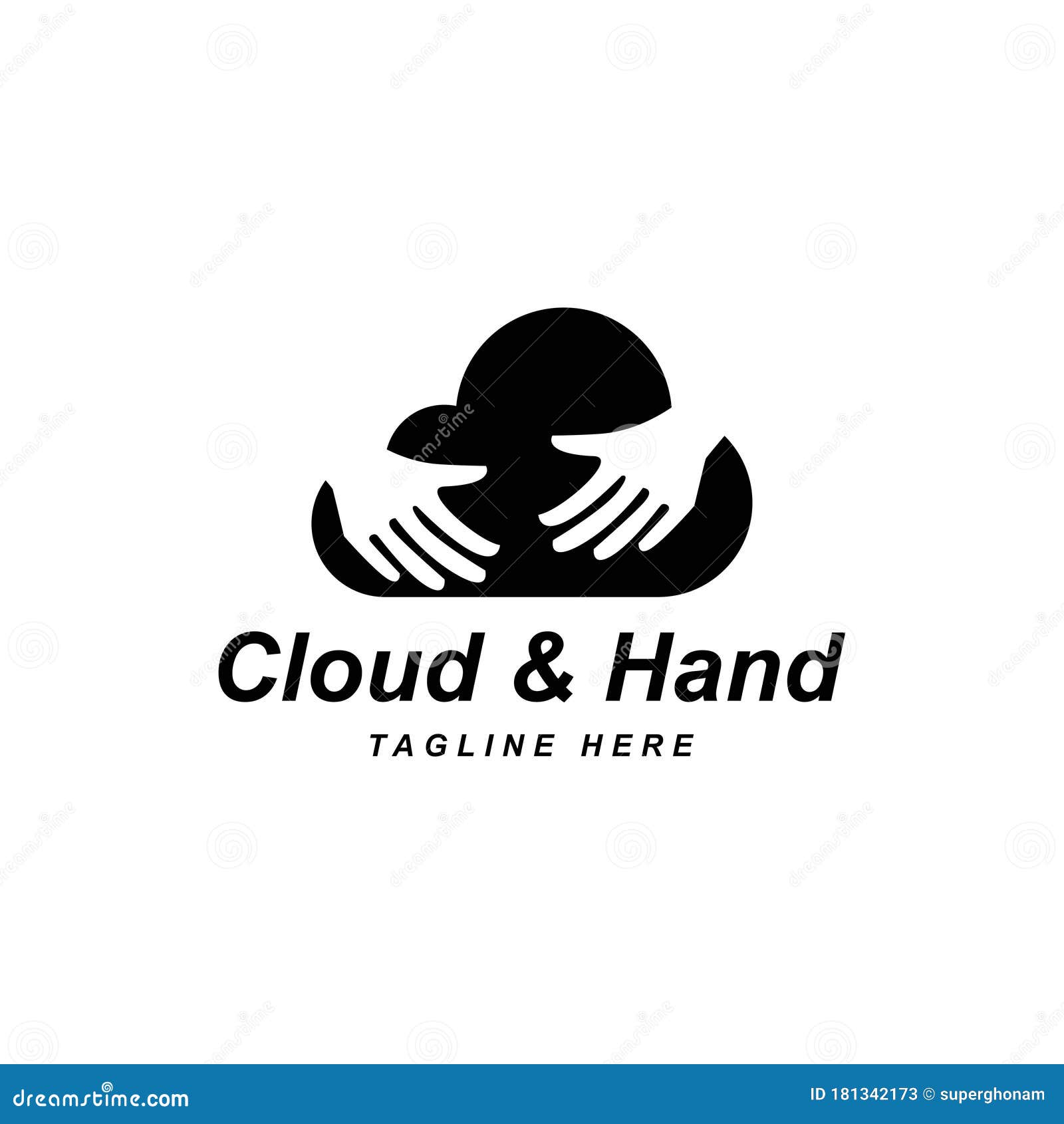 Cloud with Hand Logo Design Concept Vector Template.Hugged Cloud ...